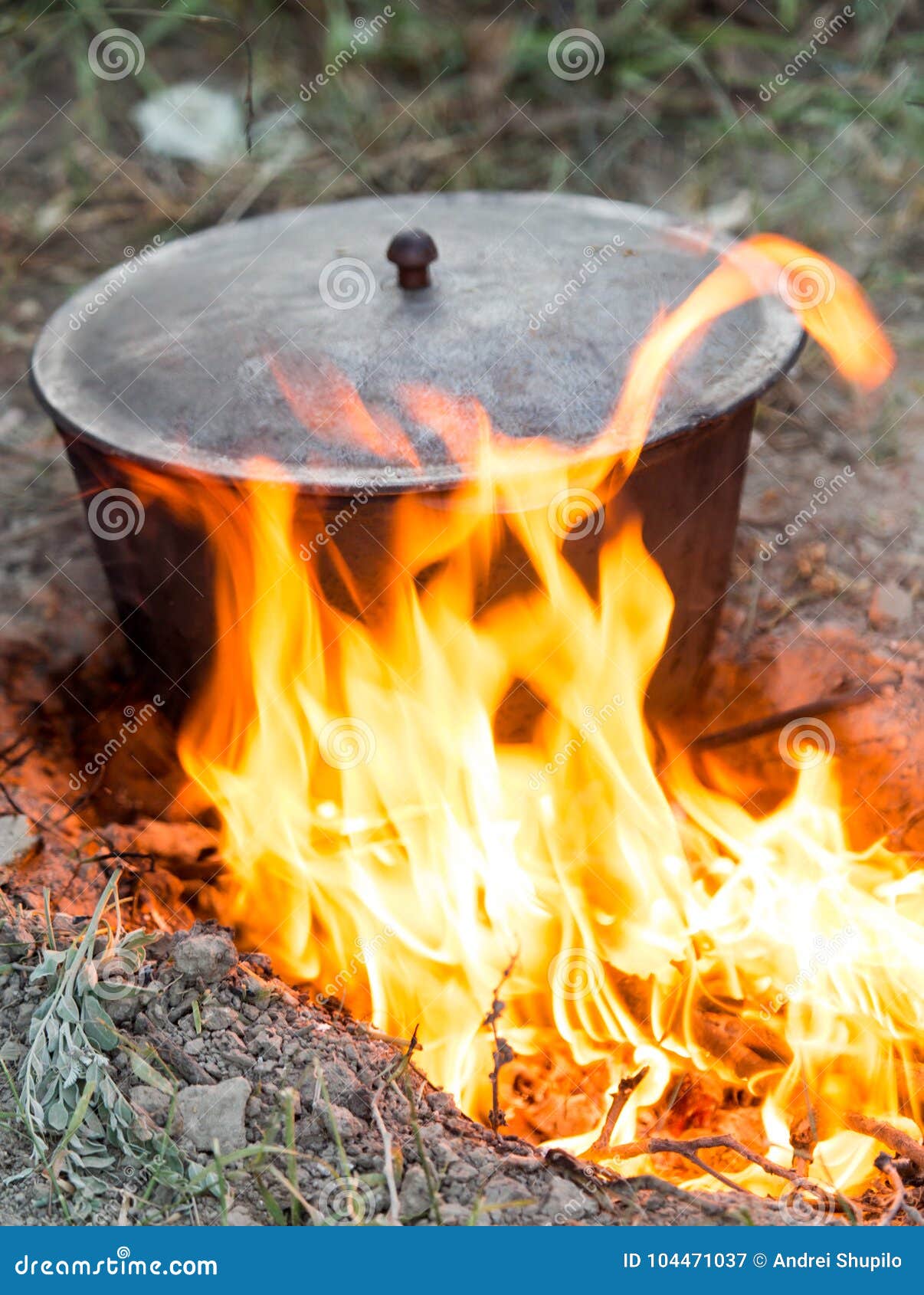 Cauldron on the Fire on the Nature Stock Image - Image of heat, outdoor ...