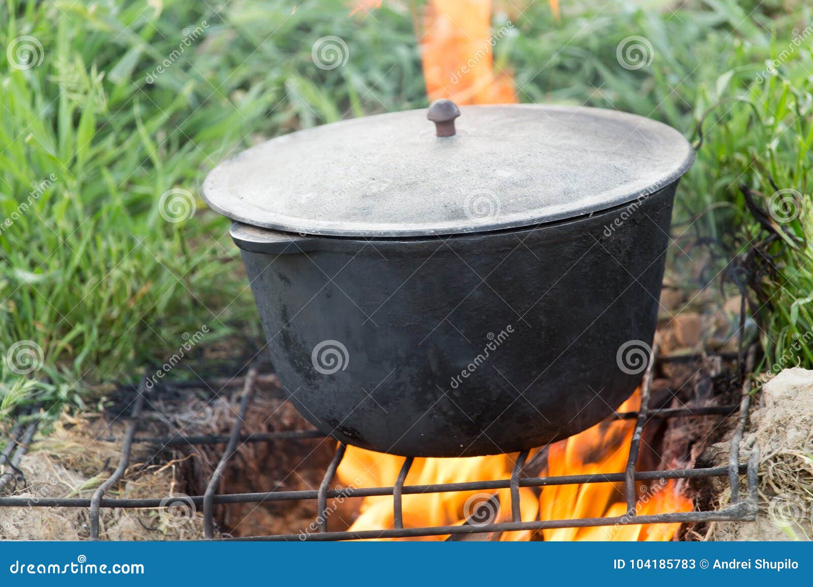 Cauldron on the Fire on the Nature Stock Image - Image of burnt ...