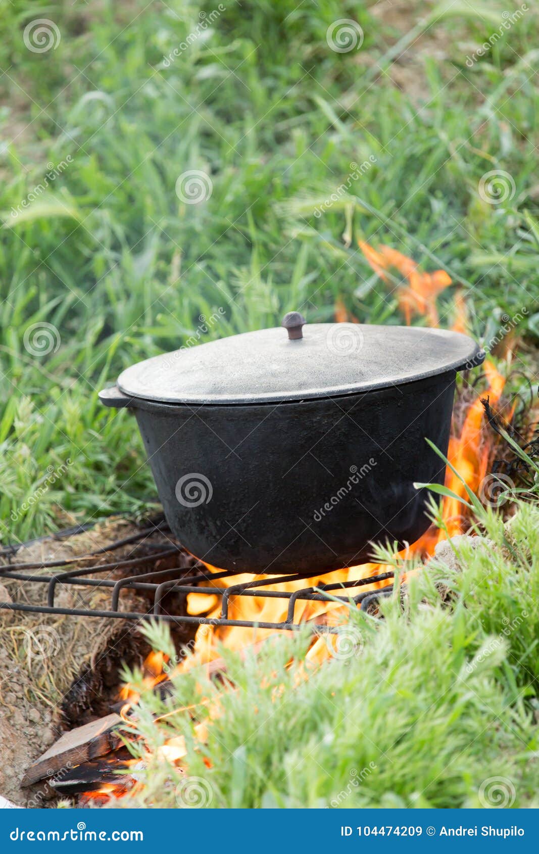 Cauldron on the Fire on the Nature Stock Image - Image of camping ...