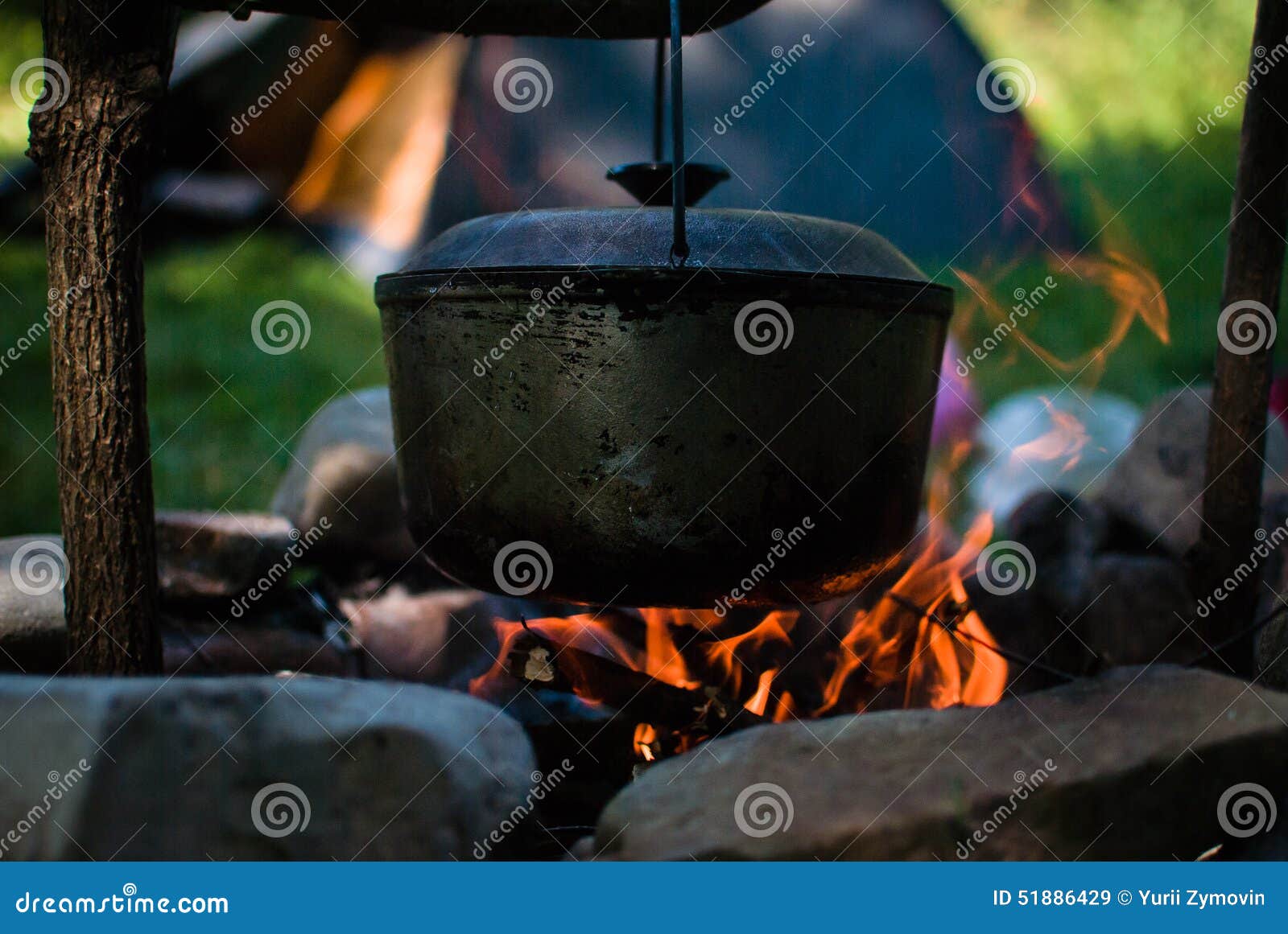 Cauldron on the fire stock image. Image of water, vorohta - 51886429