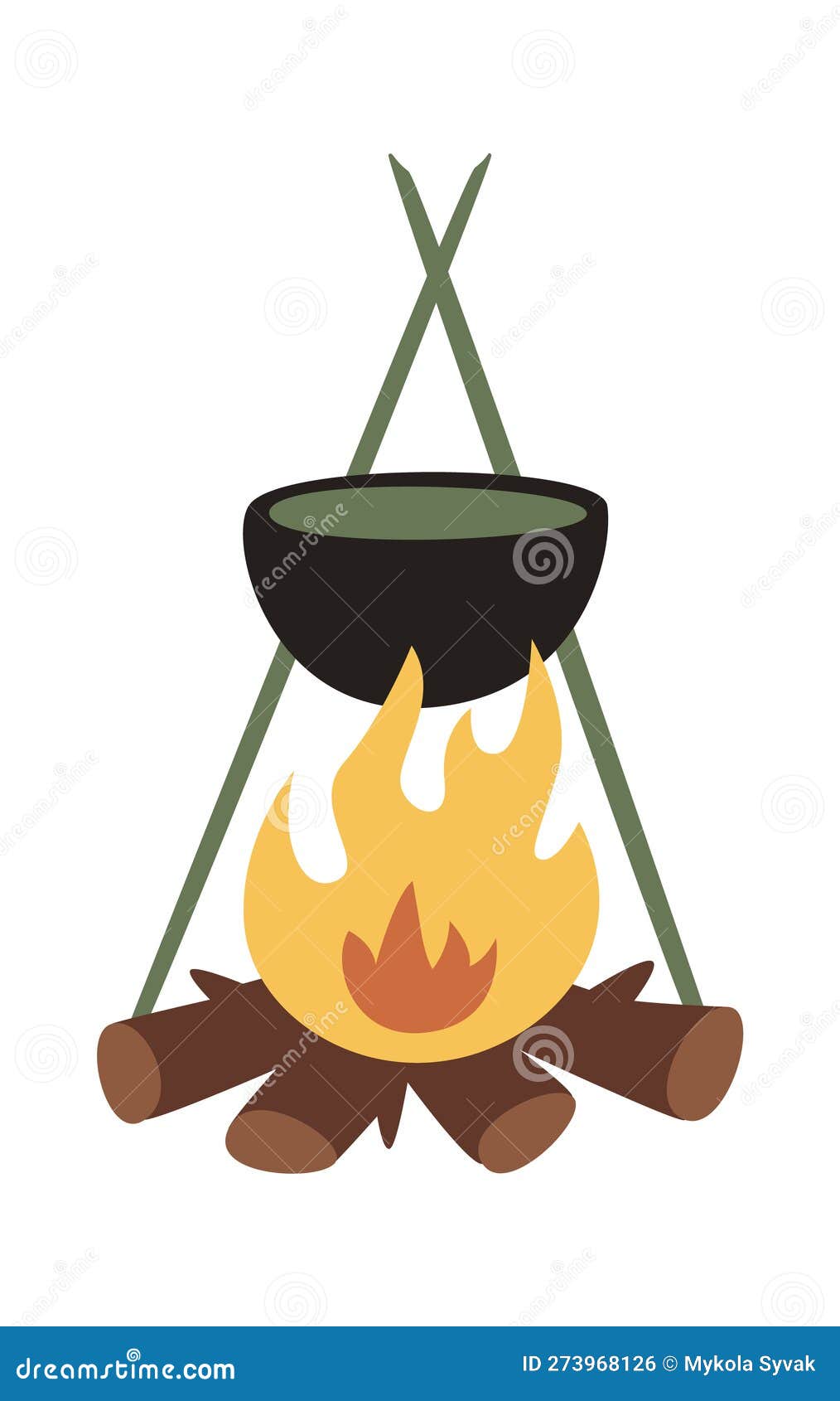 Cauldron on Fire stock vector. Illustration of fire - 273968126