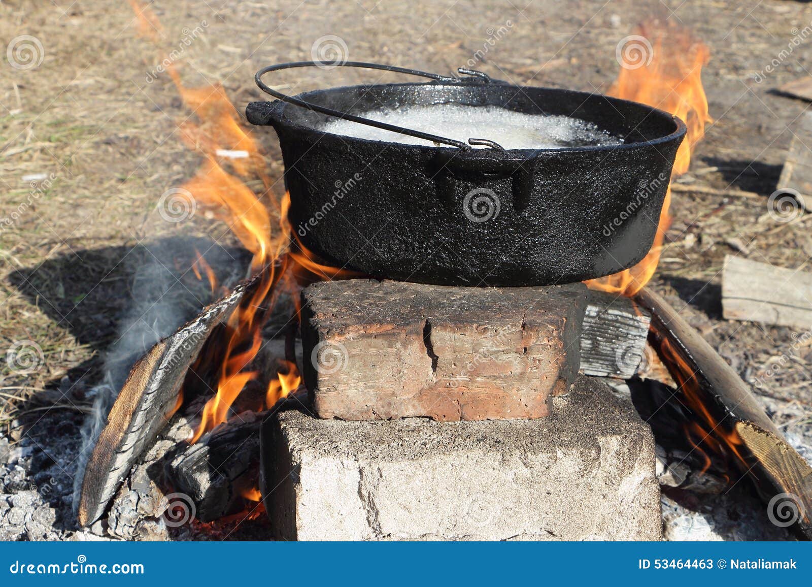 Cauldron with food stock image. Image of fire, garnish - 53464463