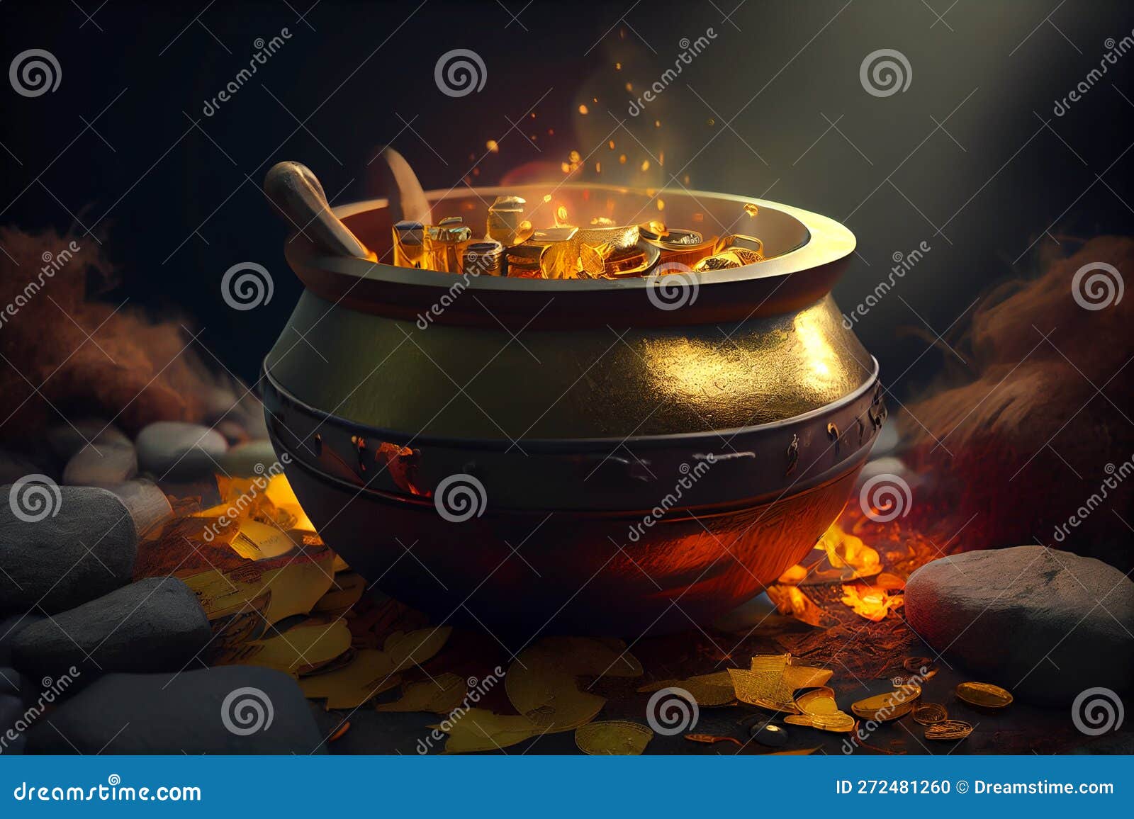 Cauldron Full of Gold Bars.generative Ai Stock Illustration ...
