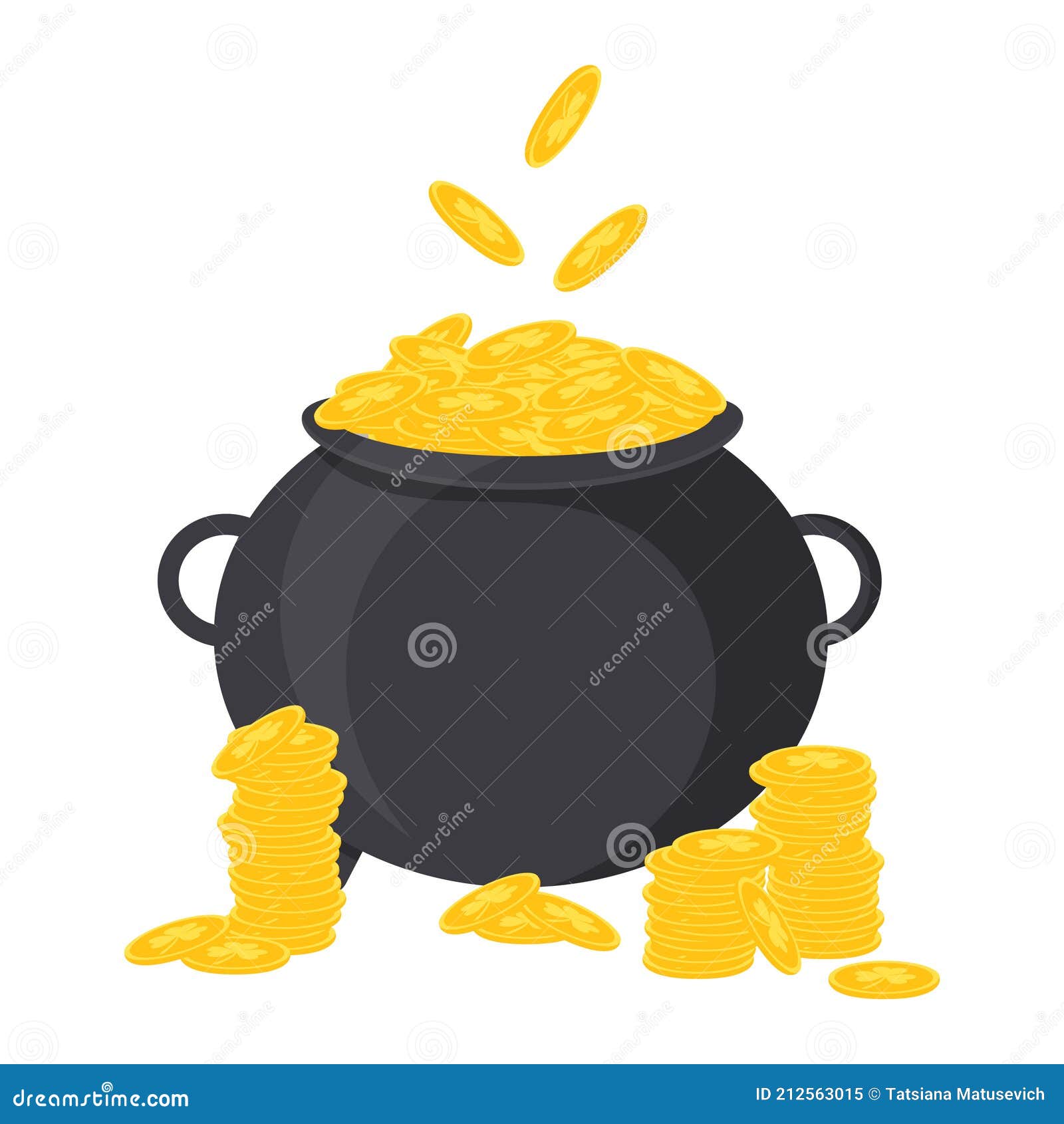 A Cauldron of Gold. Vector Illustration for St. Patrick`s Day Stock ...