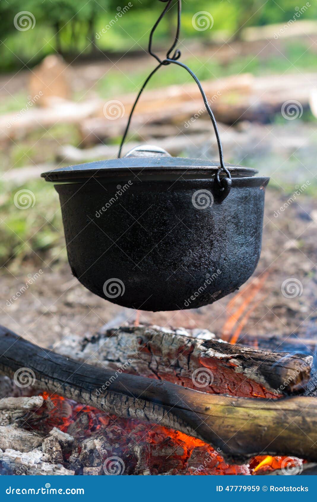 Cauldron on the open fire stock image. Image of journey - 47779959