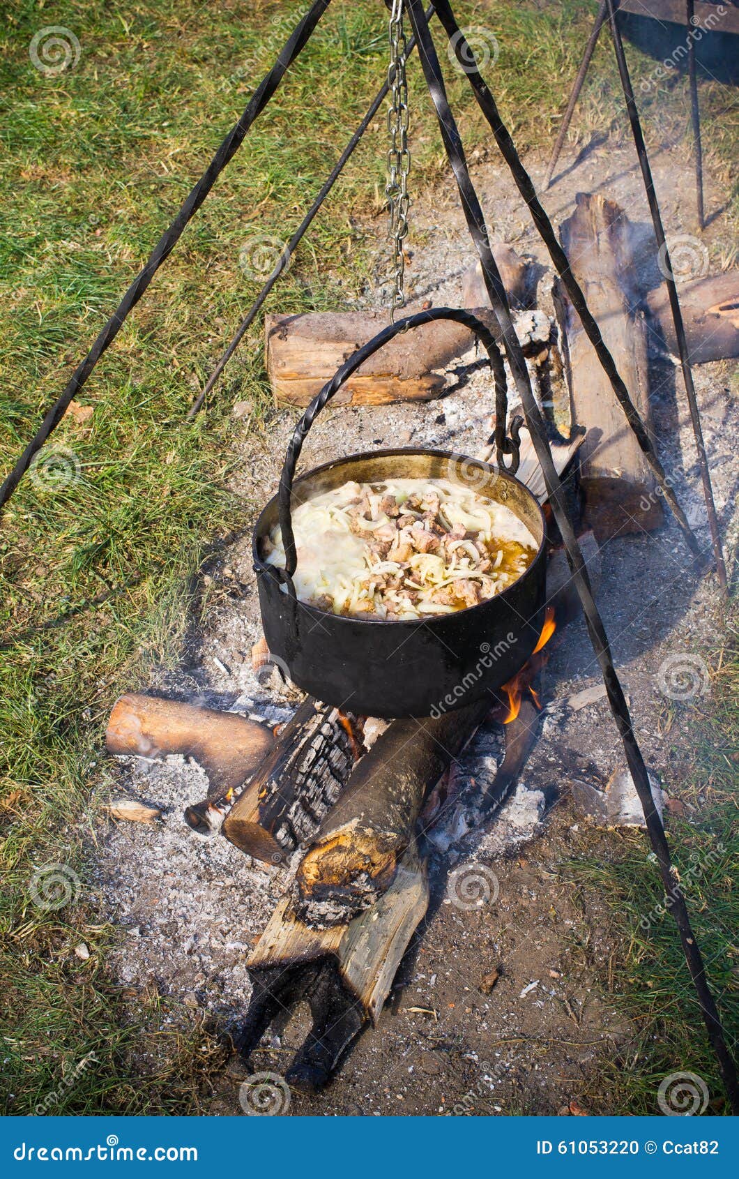 Cauldron over the fire stock photo. Image of outdoor - 61053220