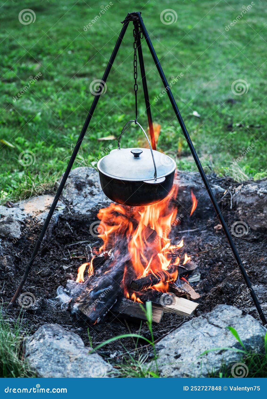 Cauldron Over the Fire in the Open-air Stock Photo - Image of nature ...