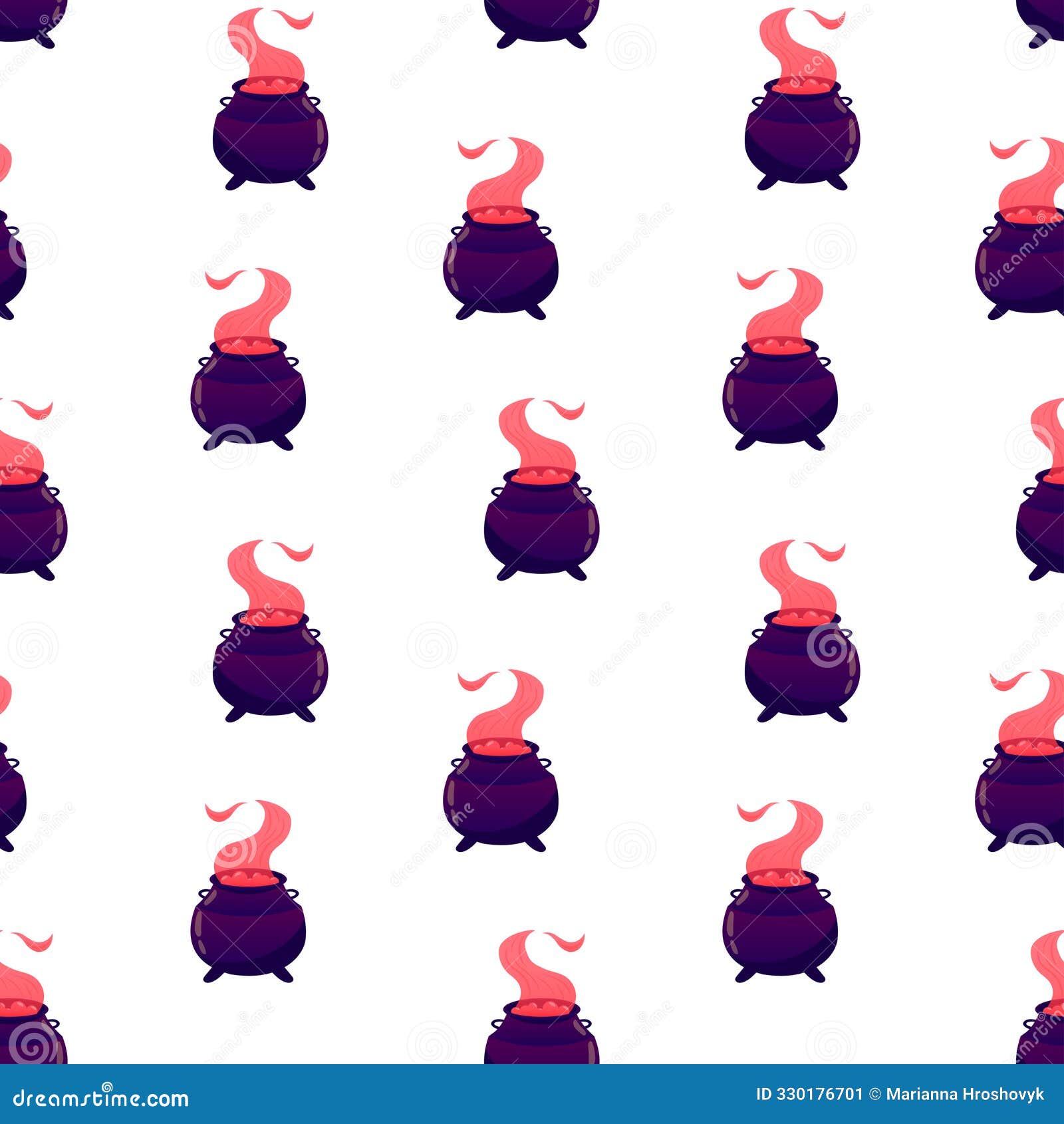 Cauldron with Red Potion Vector Seamless Pattern. Halloween Background ...