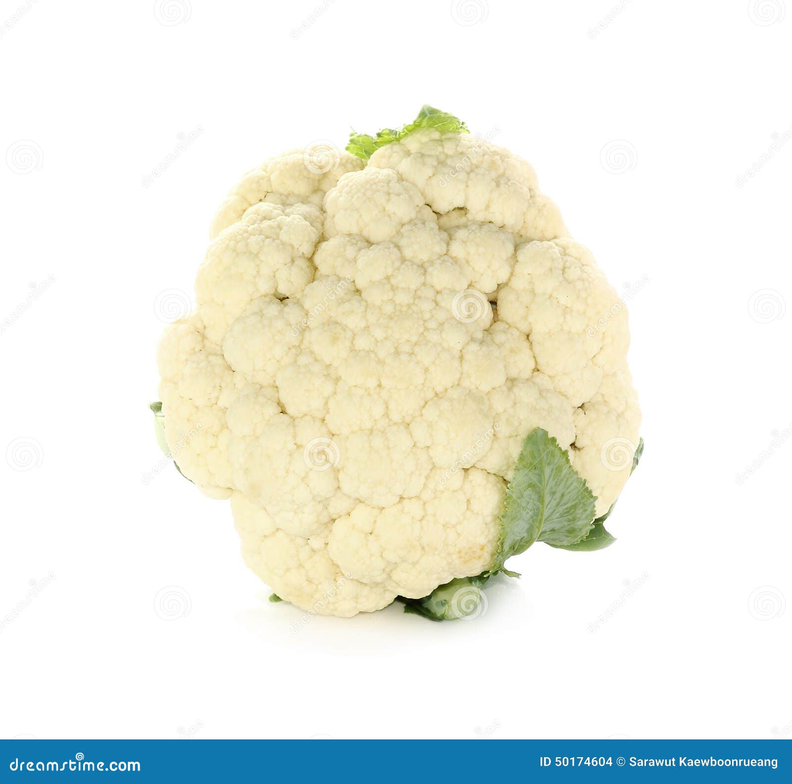 Cauliflower Isolated on White Background. Stock Photo - Image of leaf ...