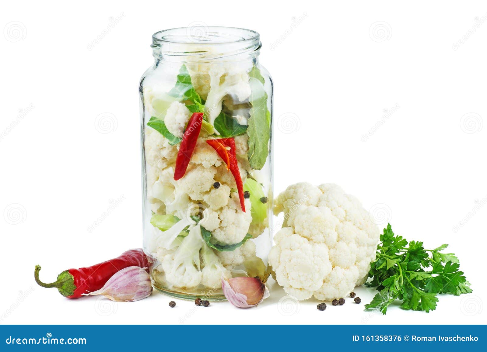 Cauliflower Prepared for Canning in Glass Jar Stock Photo - Image of ...