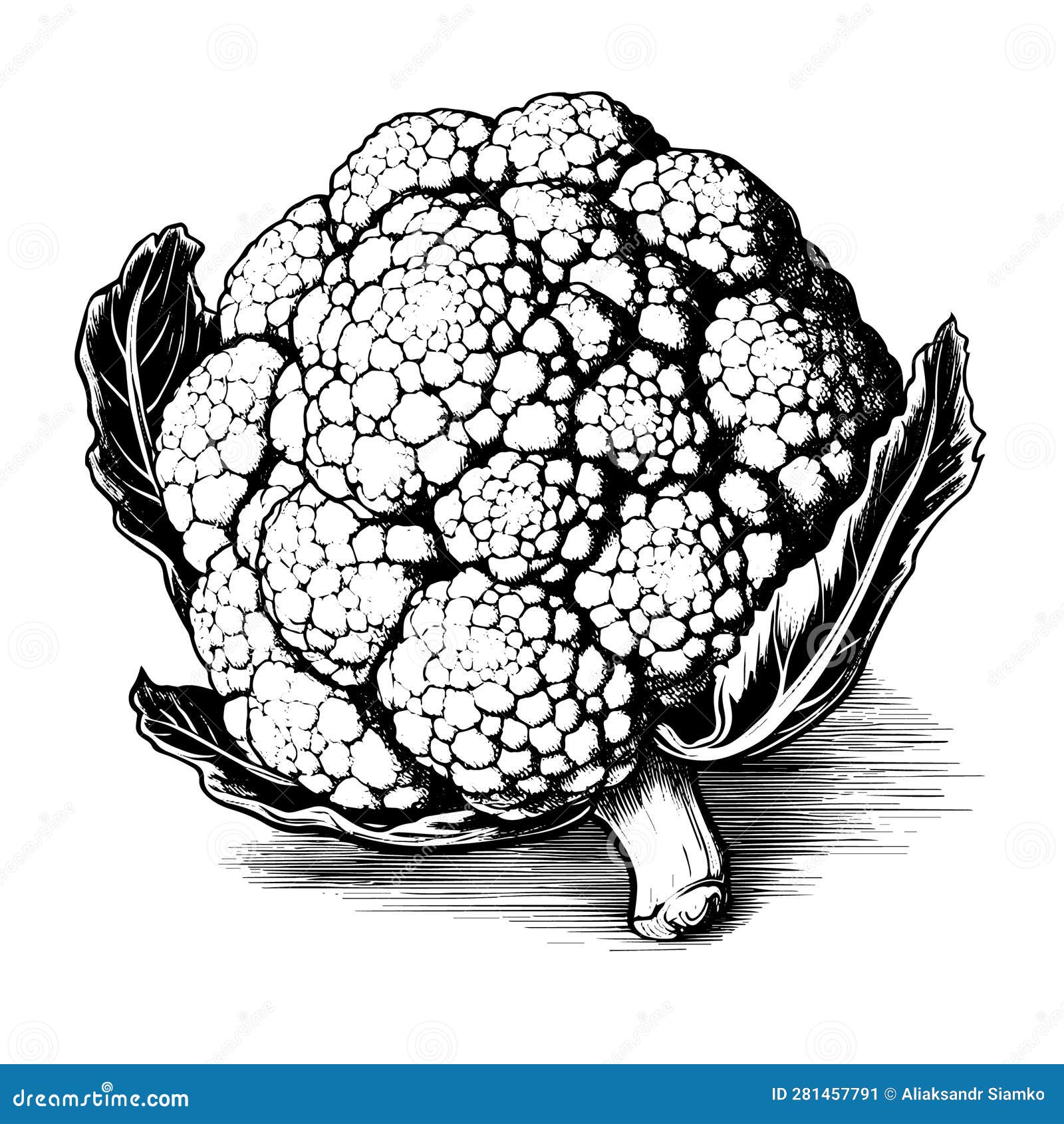 Cauliflower Vector Drawing. Isolated Hand Drawn Object, Engraved Style ...