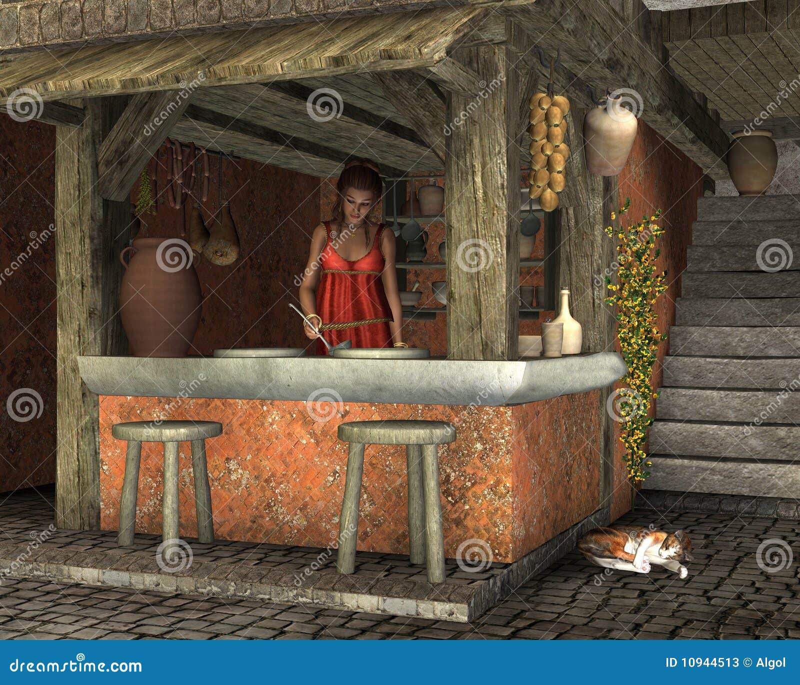 Caupona romano stock de ilustración. Ilustración de vendedor - 10944513