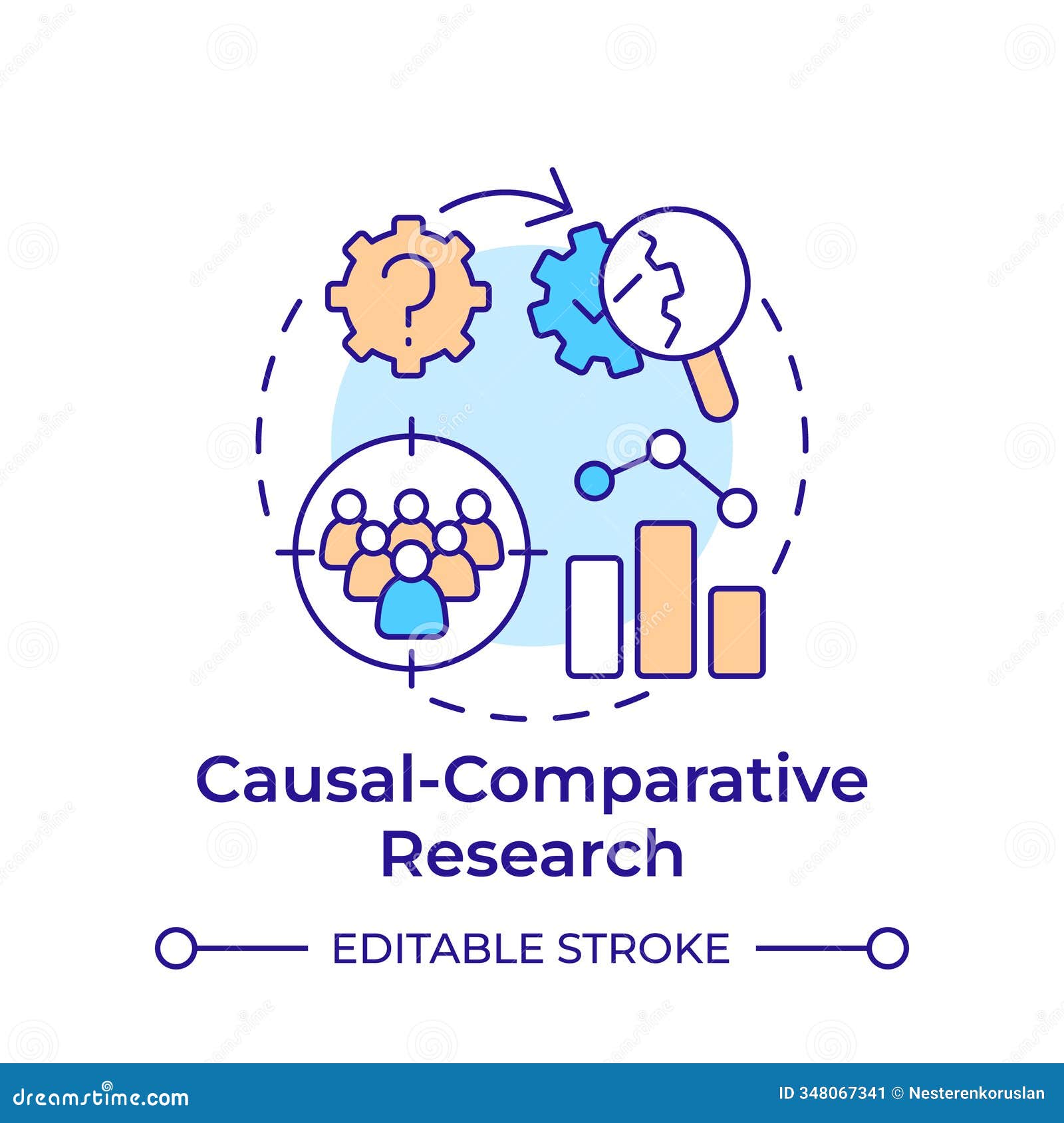 Causal-comparative Research Multi Color Concept Icon Stock Illustration ...