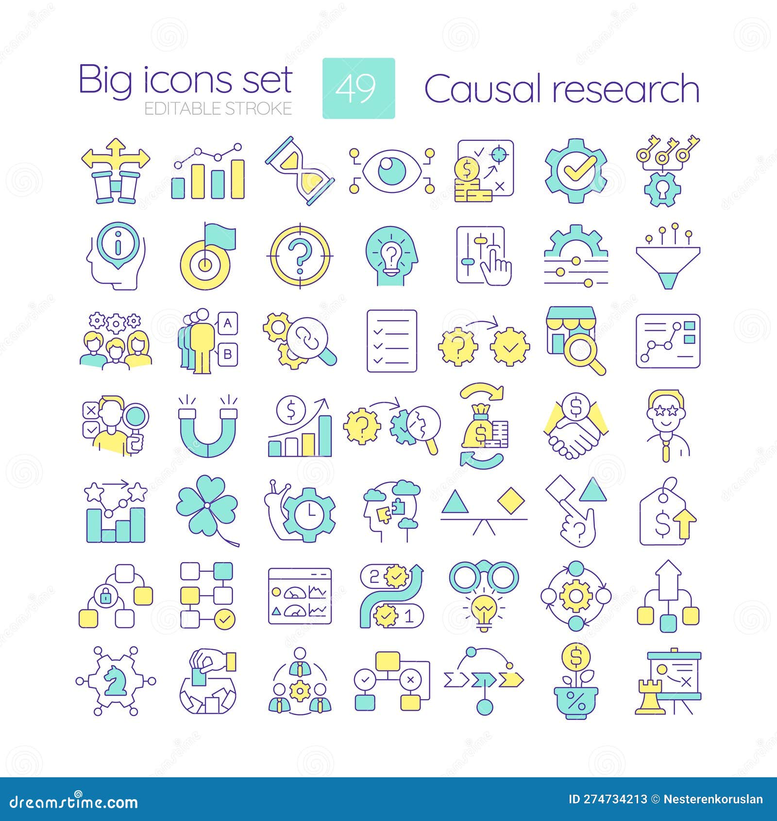 Causal Research Rgb Color Icons Set Stock Vector Illustration Of