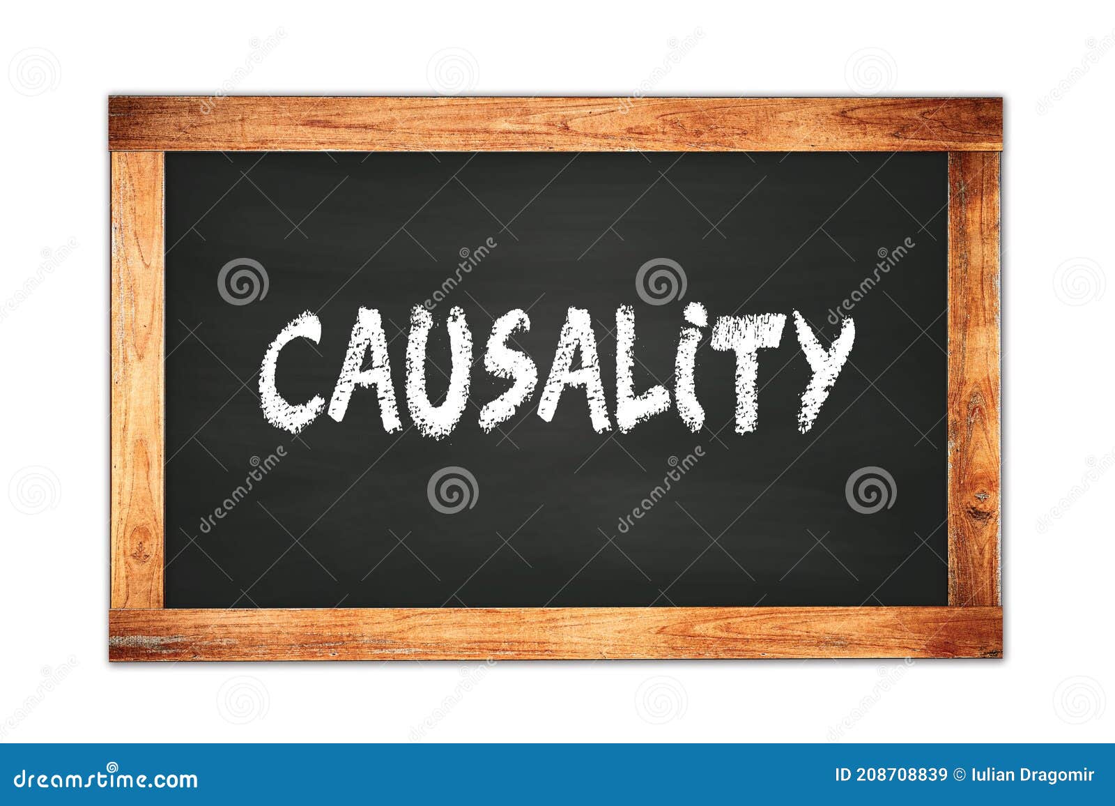 CAUSALITY Text Written on Wooden Frame School Blackboard Stock ...