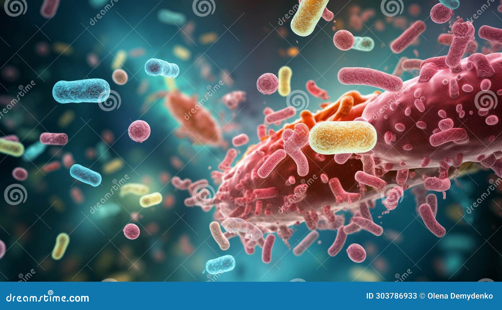 The Causative Agent of the Disease Under a Microscope. 3D Illustration ...