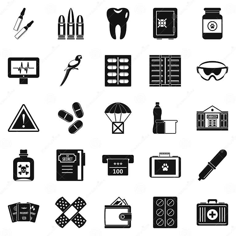 Cause Icons Set, Simple Style Stock Vector - Illustration of ...
