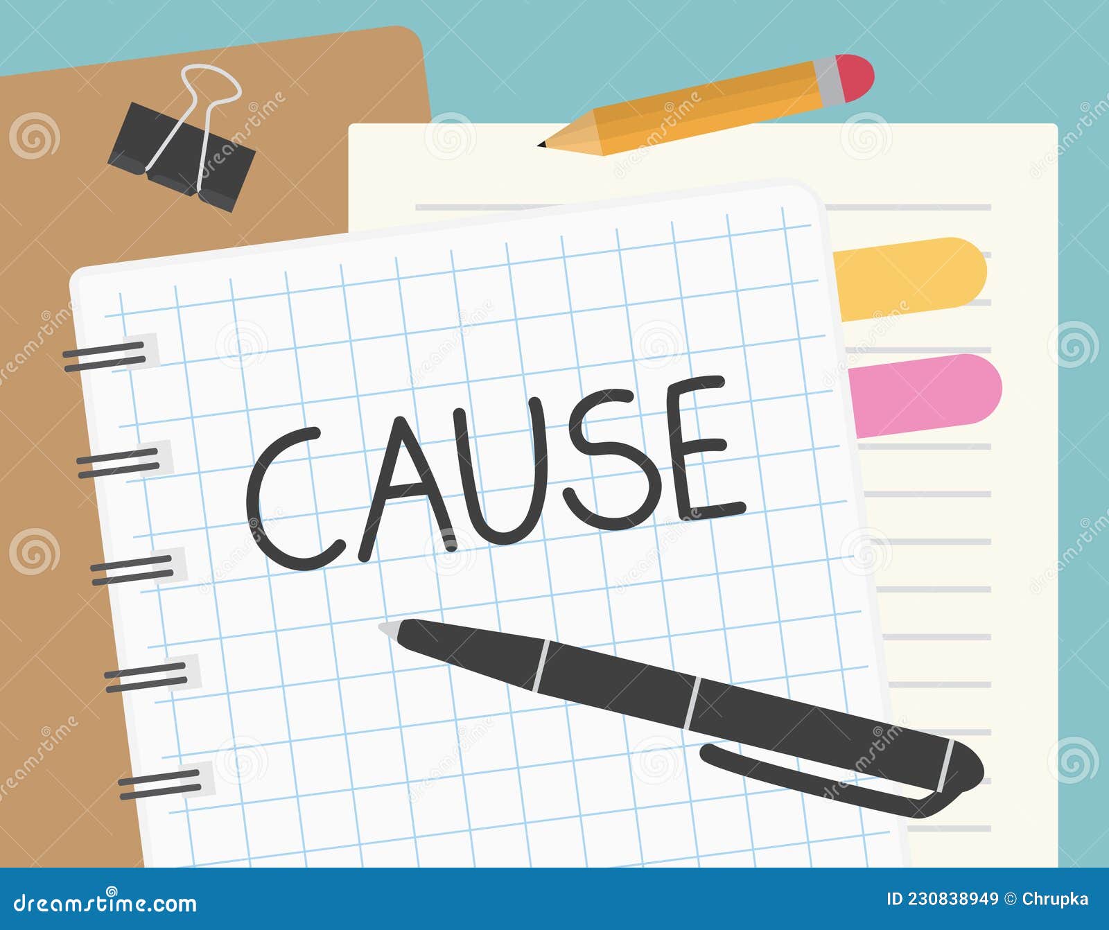 Cause Written in a Notebook Stock Vector - Illustration of advice ...