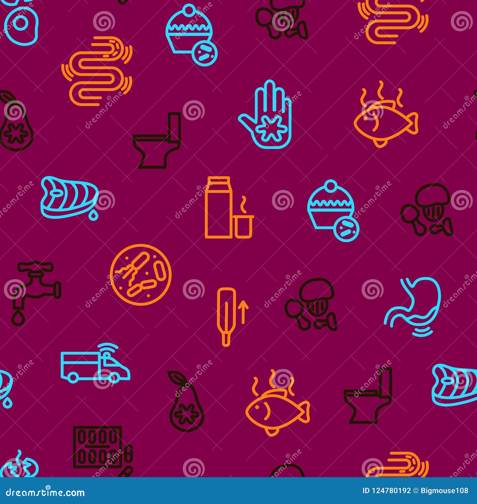 Causes of Diarrhea Seamless Pattern Background. Vector Stock Vector ...