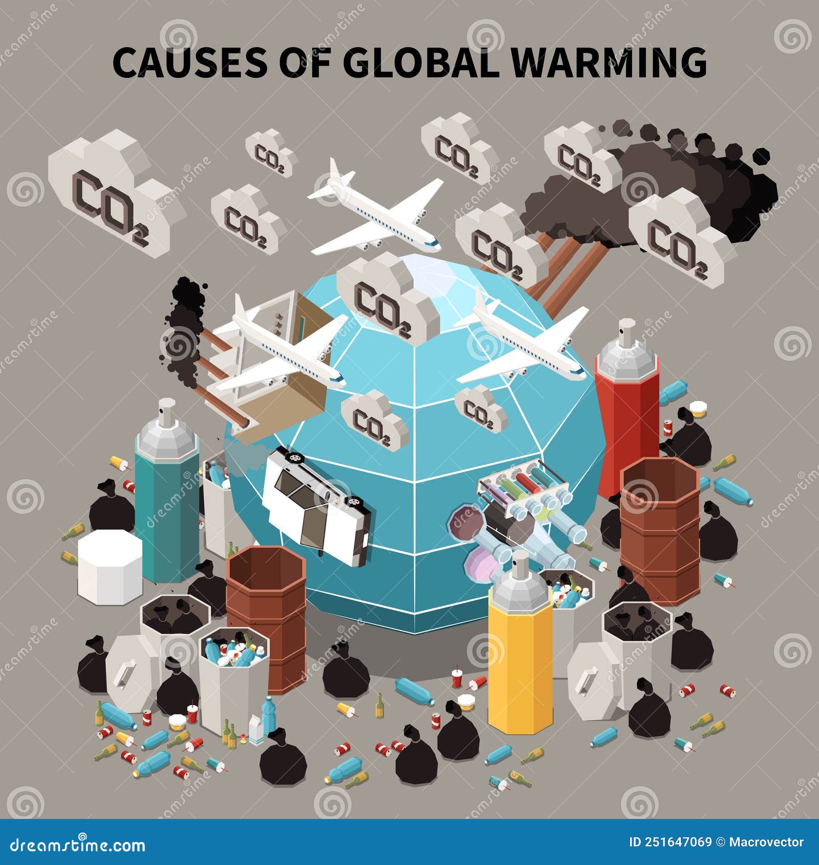 Causes Of Global Warming Isometric Background Stock Illustration ... Causes Of Global Warming Isometric Background Stock Illustration ...