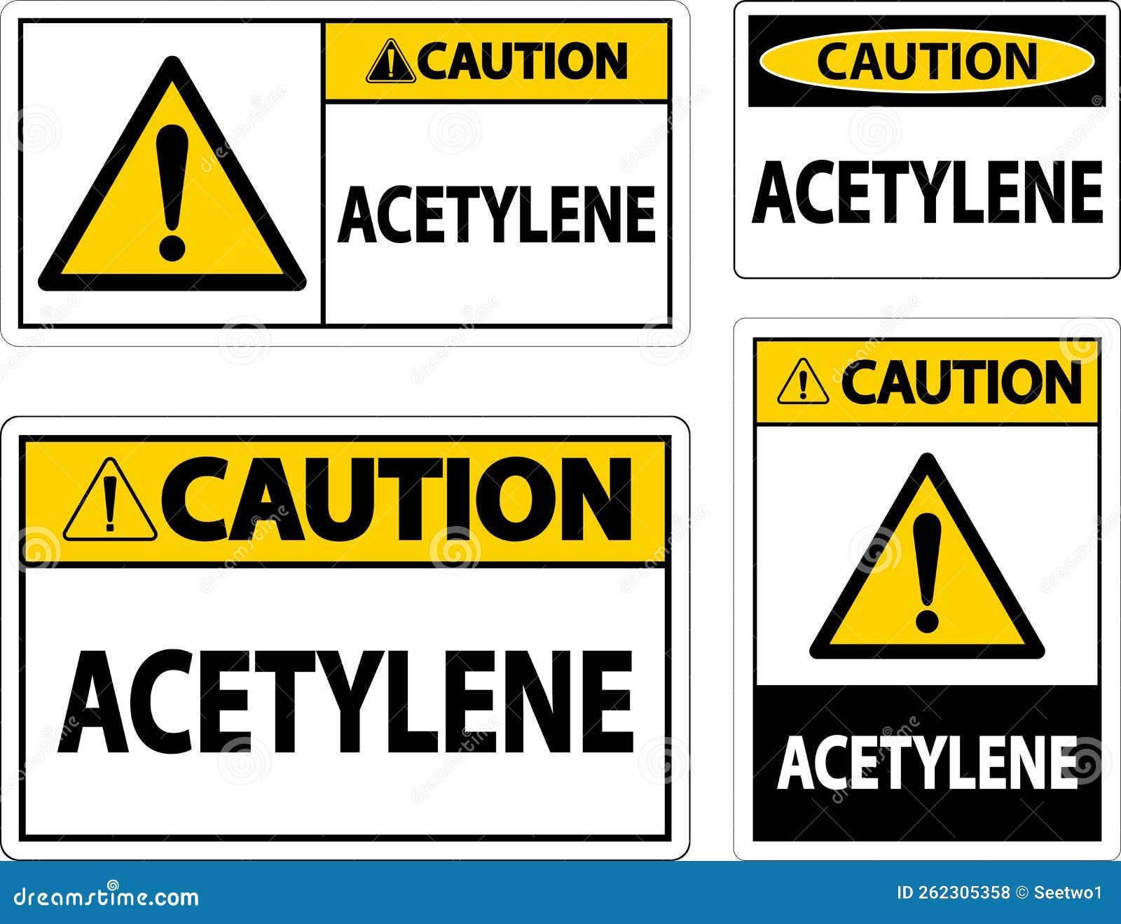 Caution Acetylene Sign on White Background Stock Vector - Illustration ...