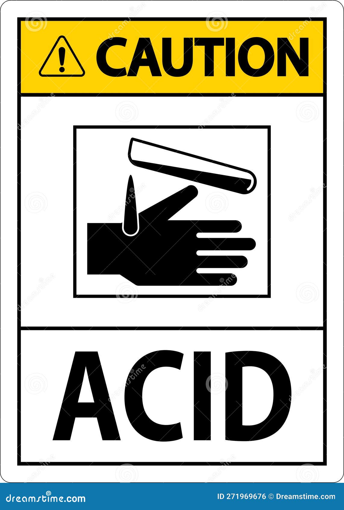 Caution Acid Sign on White Background Stock Vector - Illustration of ...