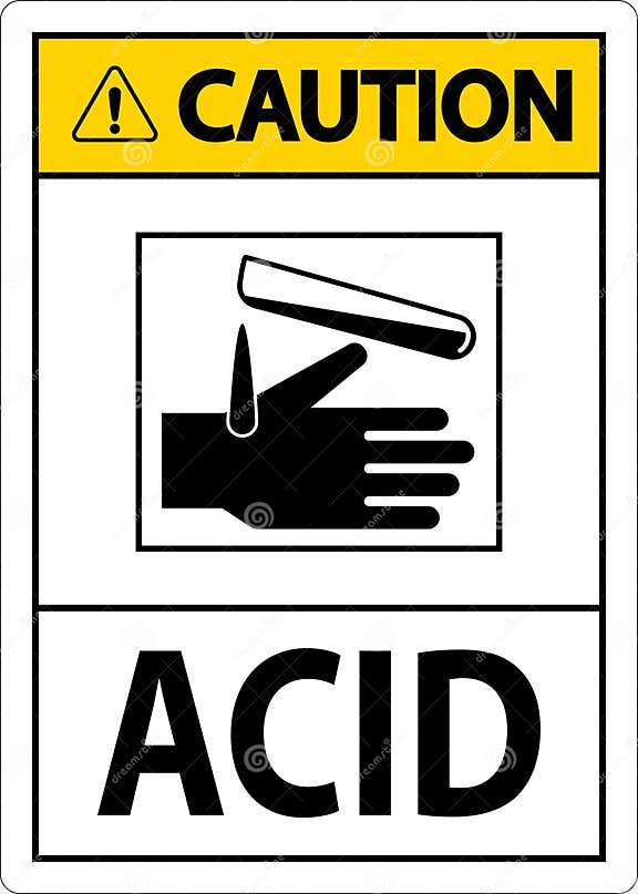Caution Acid Sign on White Background Stock Vector - Illustration of ...