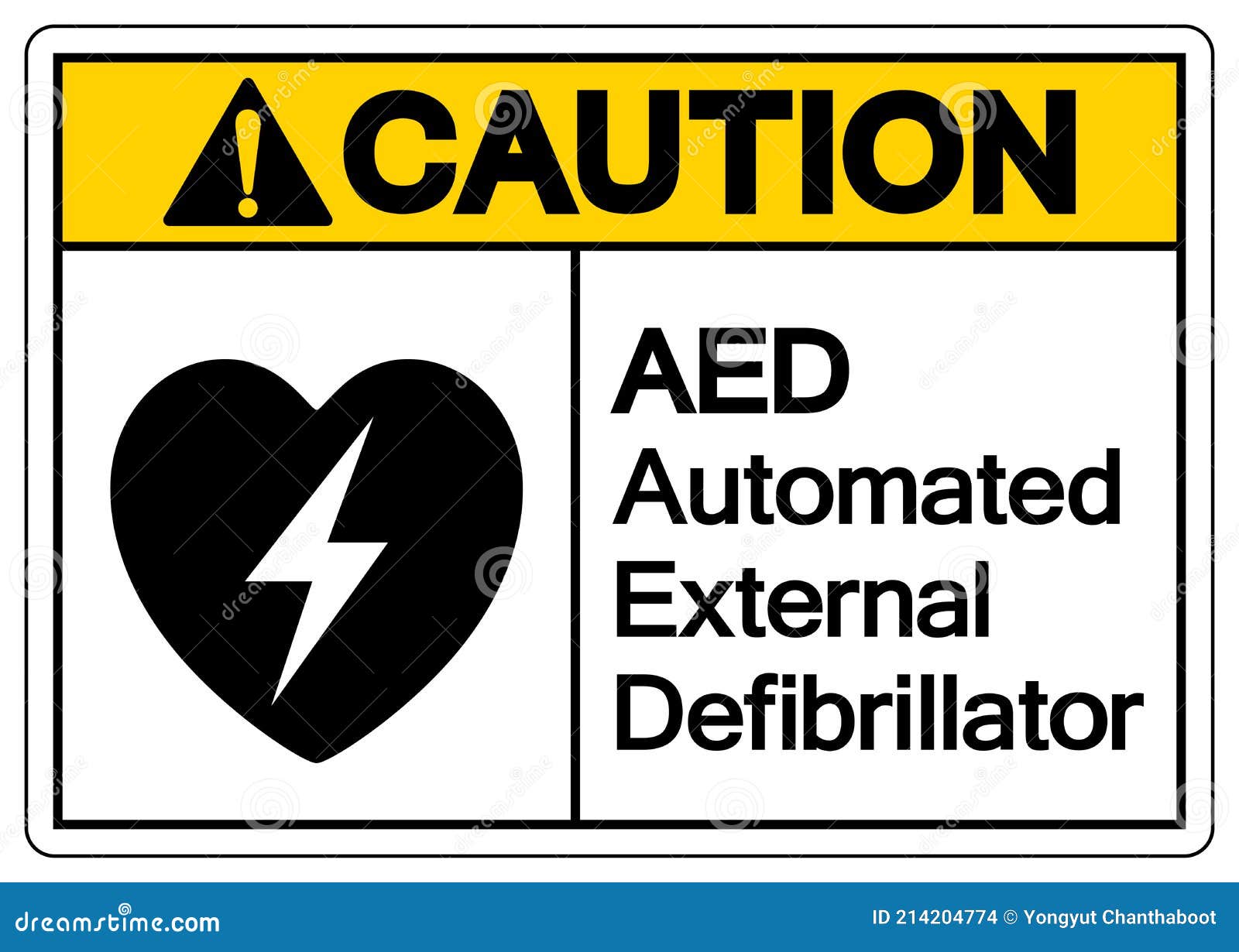Caution AED Automated External Defibrillator Symbol Sign, Vector ...