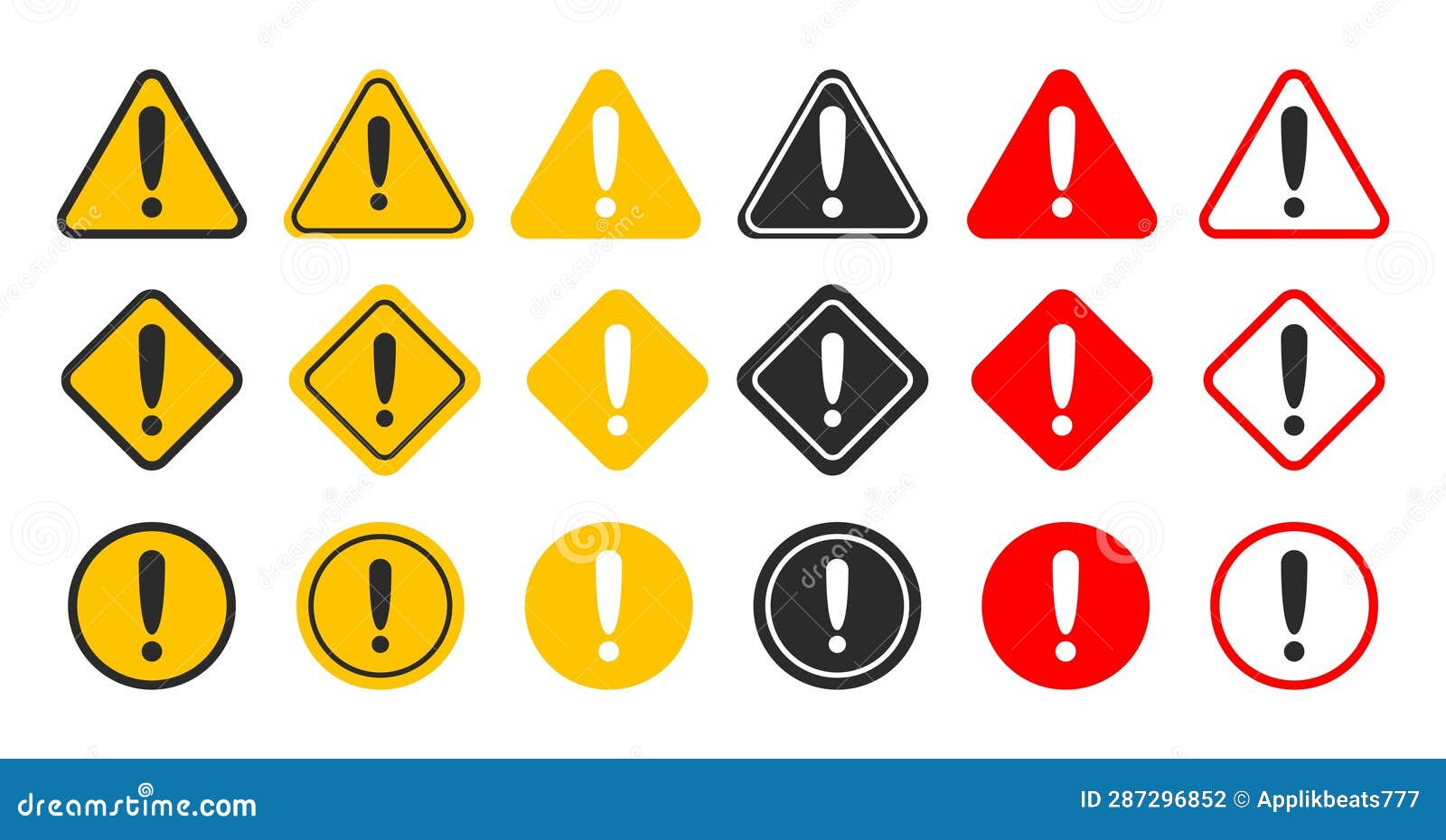 Caution Alarm Set. Danger Sign Collection Stock Vector - Illustration ...