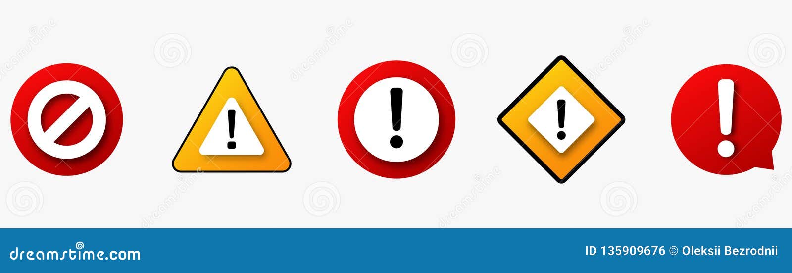 Caution alarm sign set stock vector. Illustration of element - 135909676
