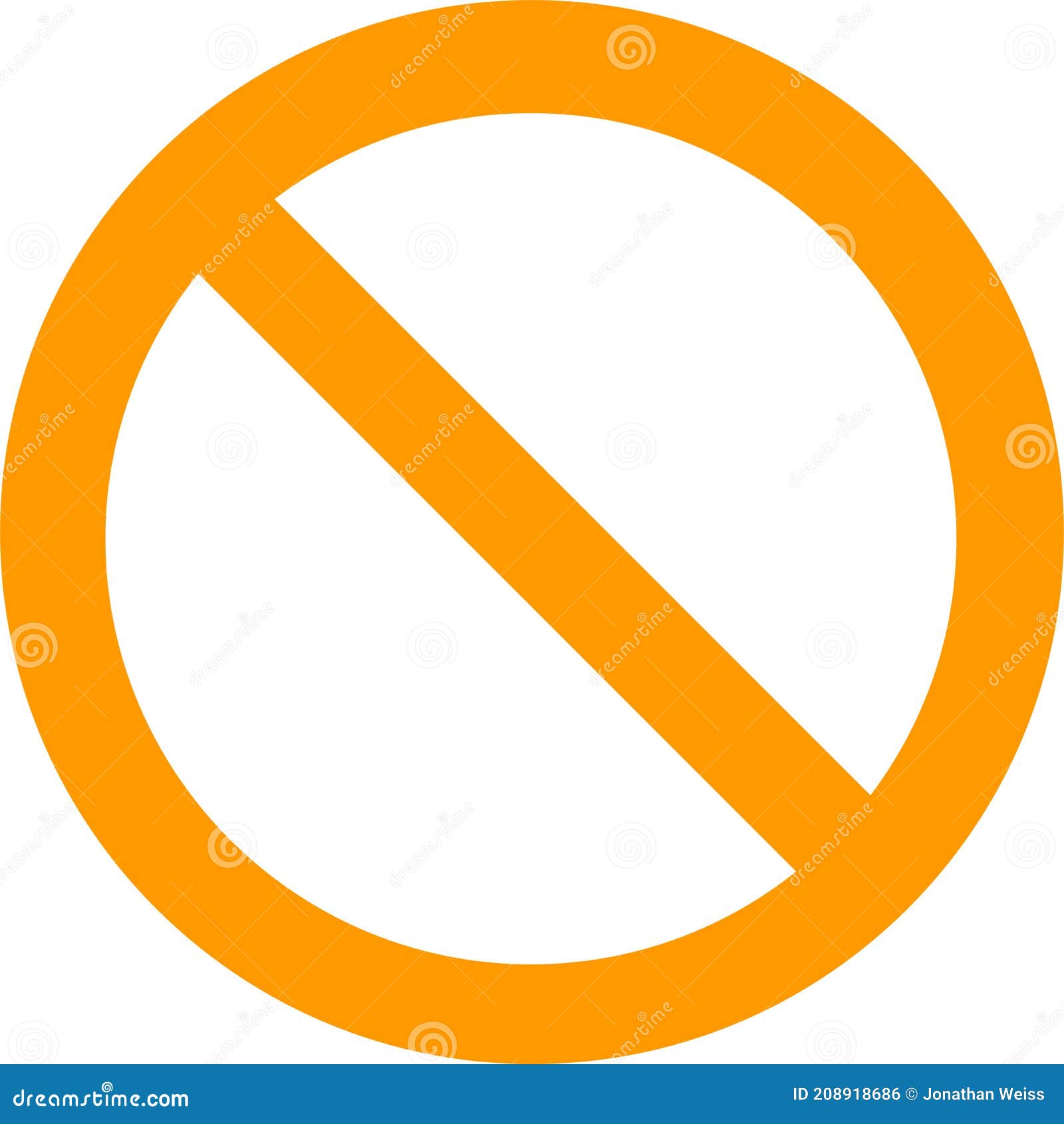 Caution and Alert Orange Circle with Diagonal Slash Sign Isolated on ...