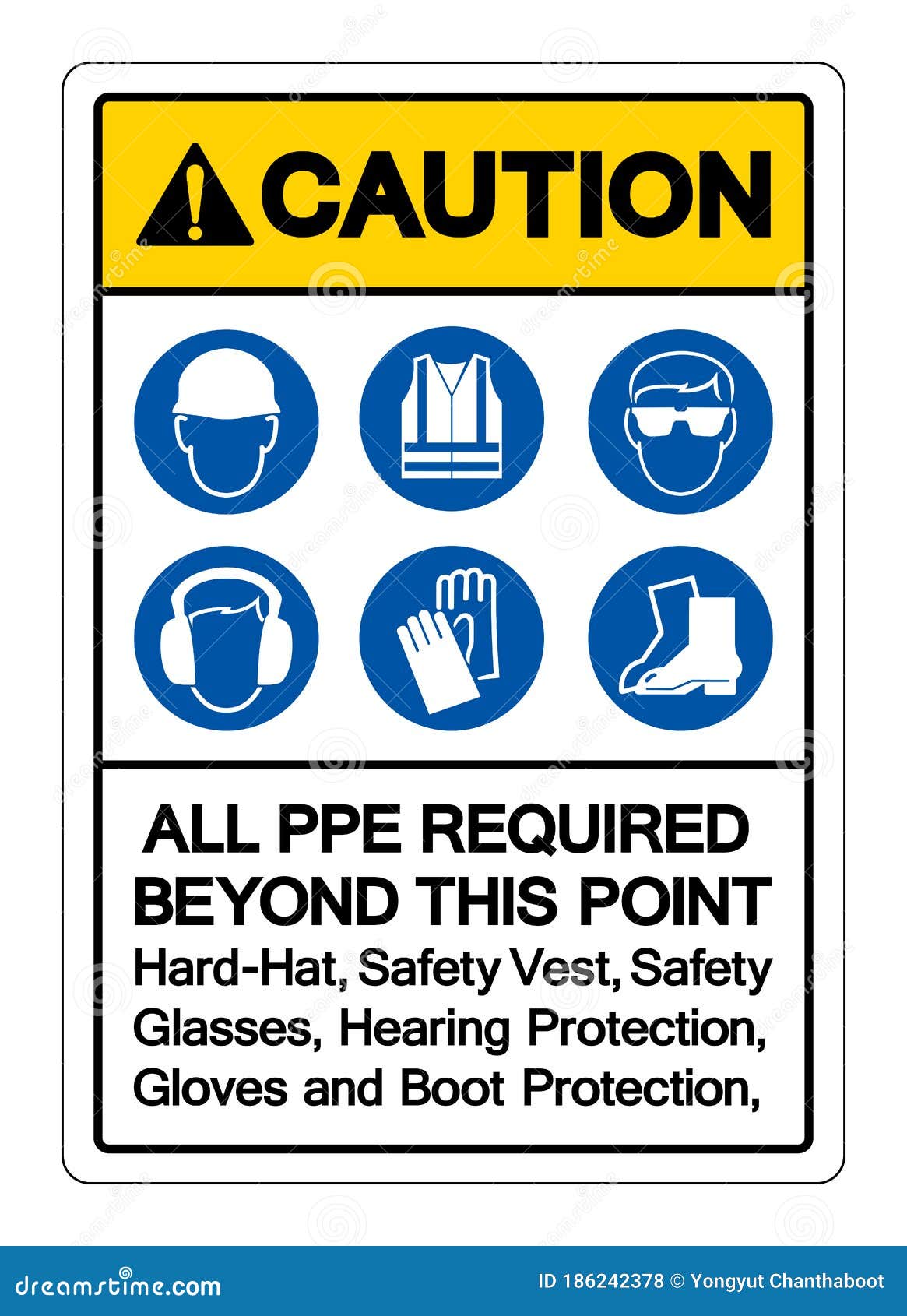 Caution All Ppe Required Beyond This Point Symbol Sign Vector