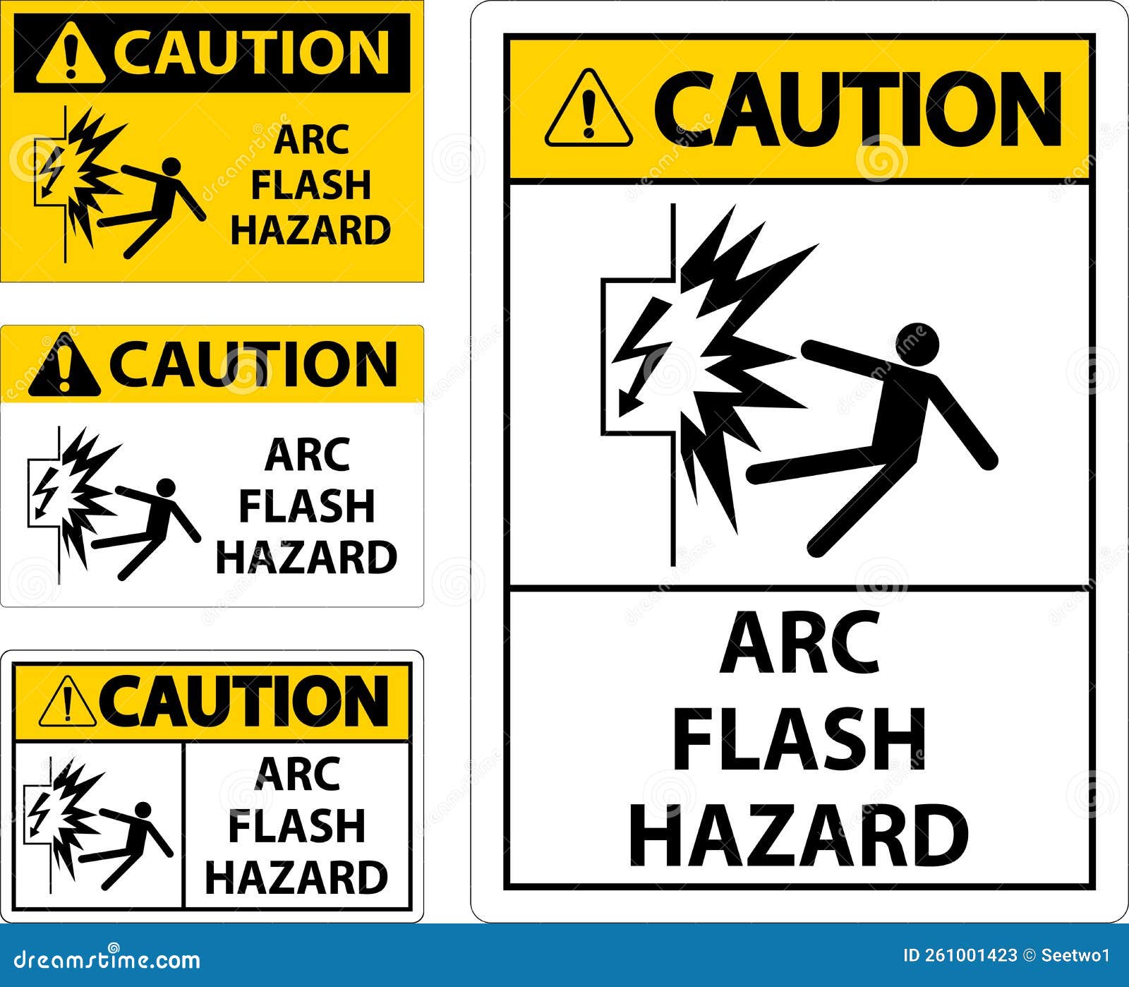 Caution Arc Flash Hazard Sign on White Background Stock Vector ...