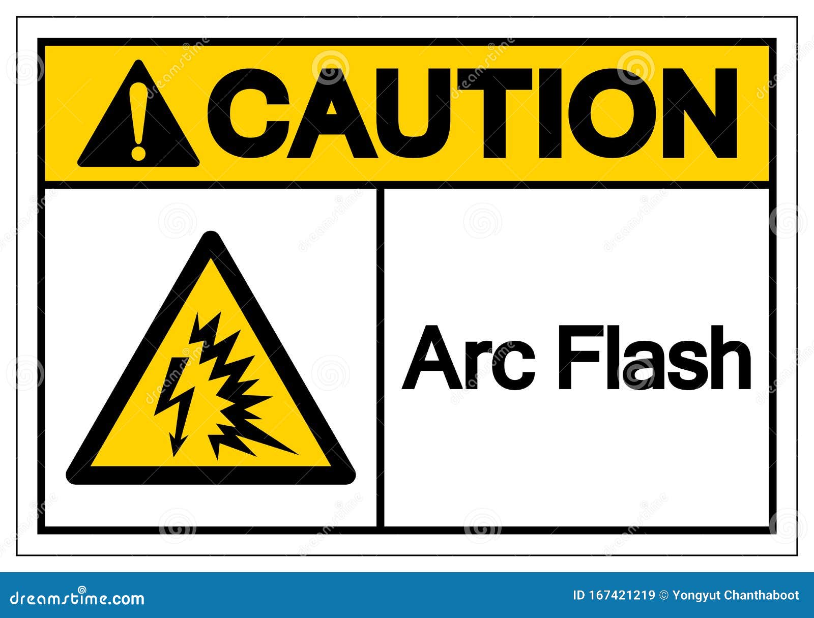 Caution Arc Flash And Shock Hazards. Appropriate PPE Required Symbol ...