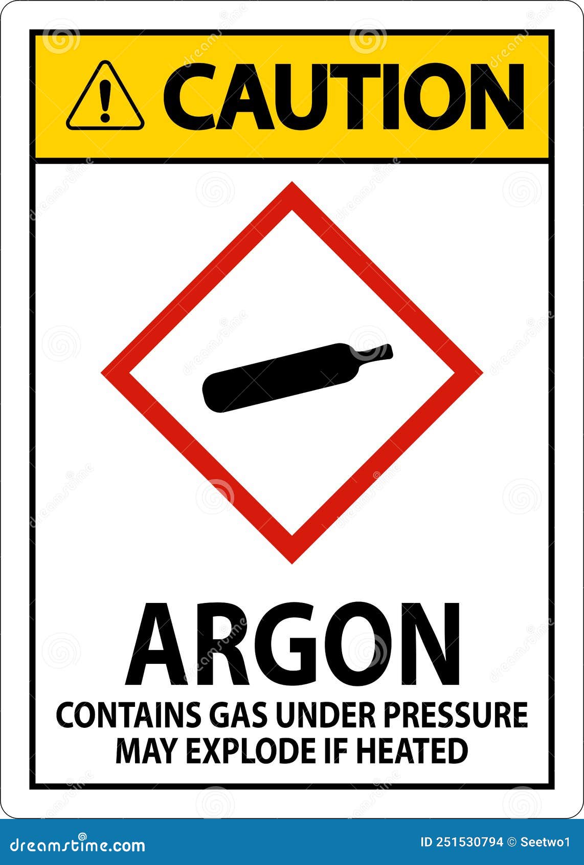 Caution Argon GHS Sign On White Background Cartoon Vector ...