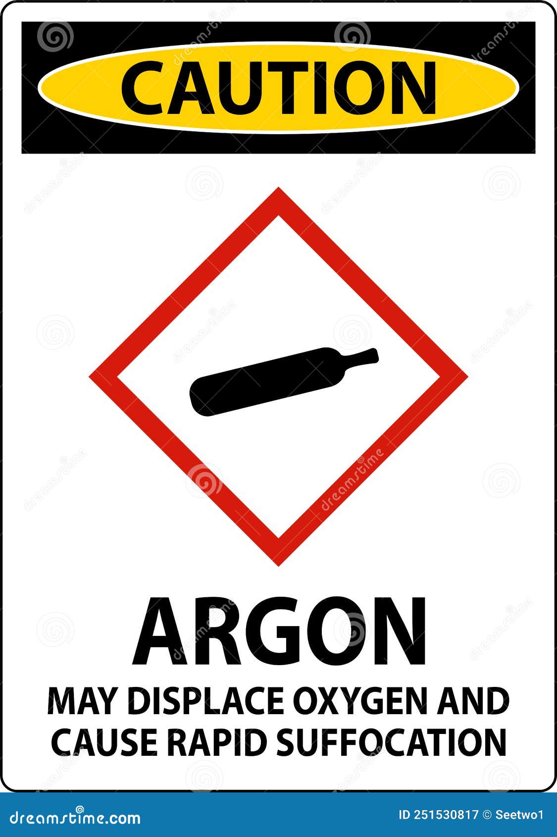 Caution Argon GHS Sign On White Background Cartoon Vector ...