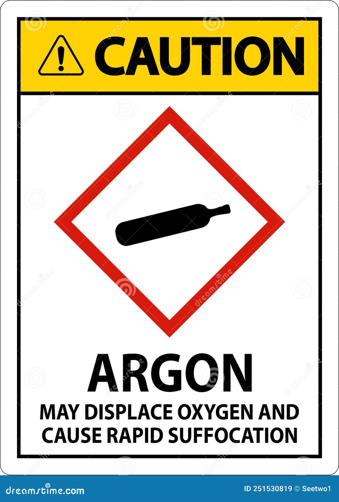 Caution Argon GHS Sign On White Background Cartoon Vector ...