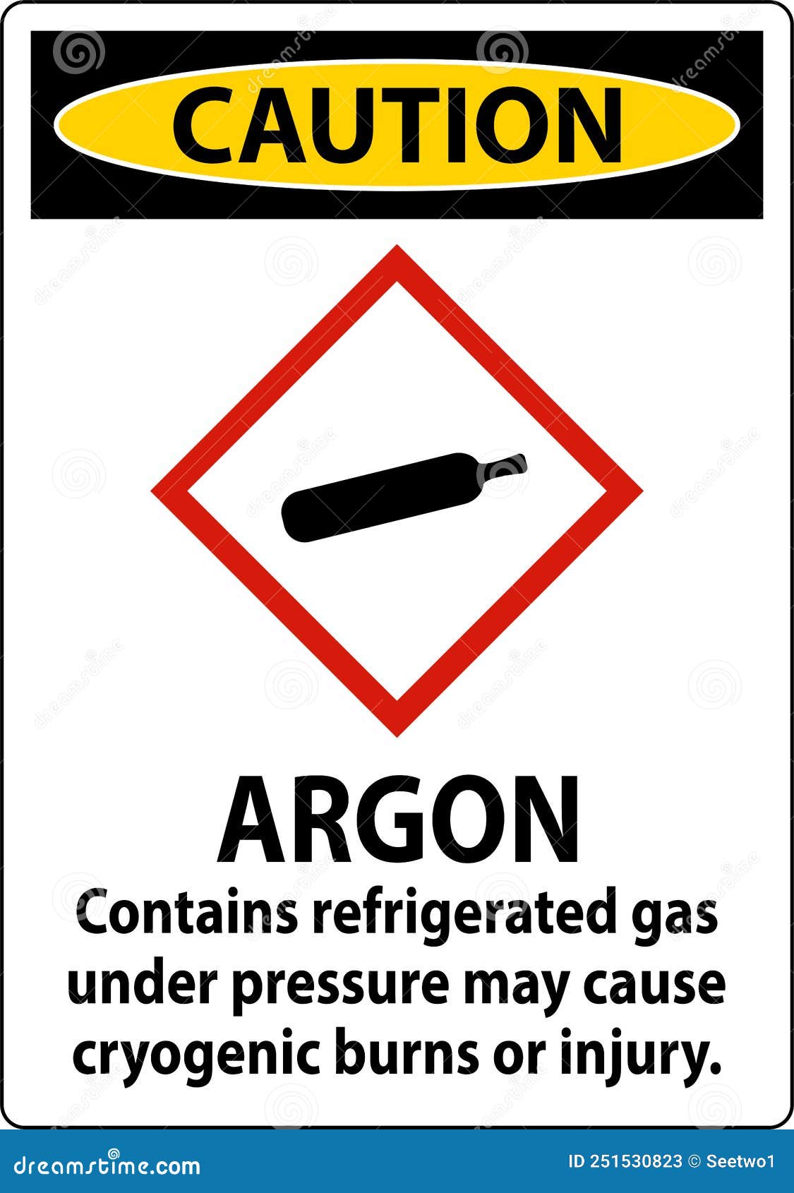 Caution Argon GHS Sign On White Background Cartoon Vector ...
