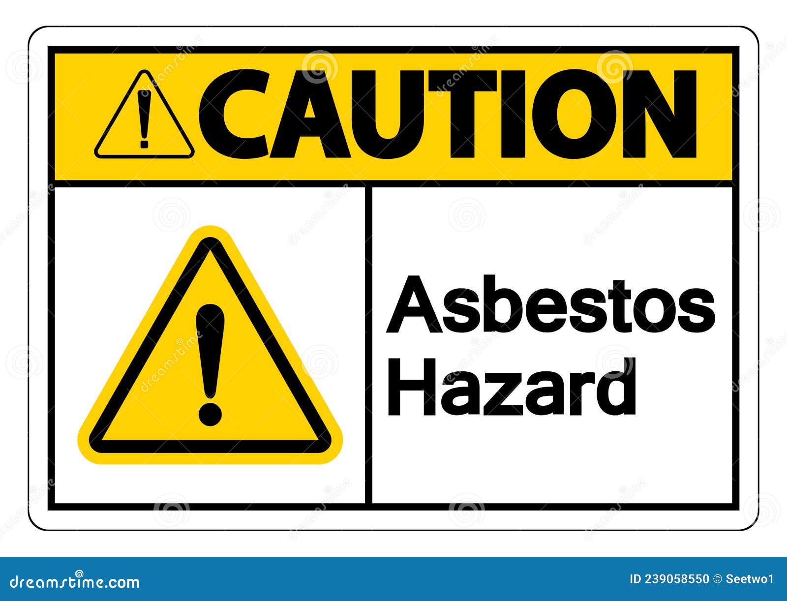 Caution Asbestos Hazard Symbol Sign on White Background Stock Vector ...