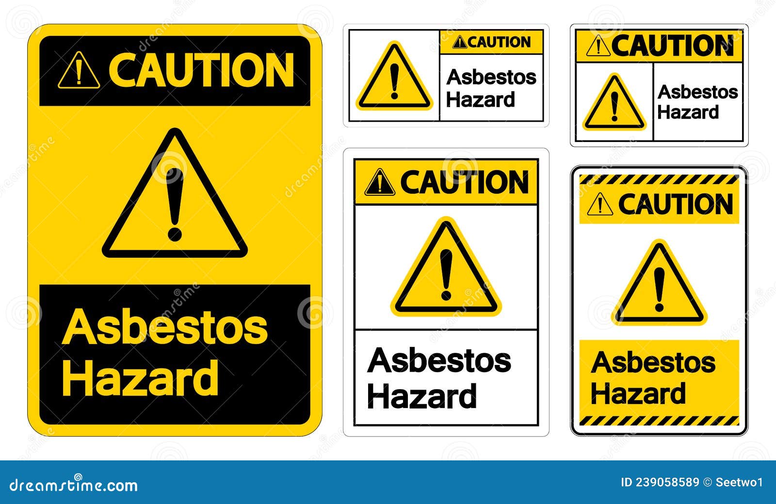 Caution Asbestos Hazard Symbol Sign on White Background Stock Vector ...