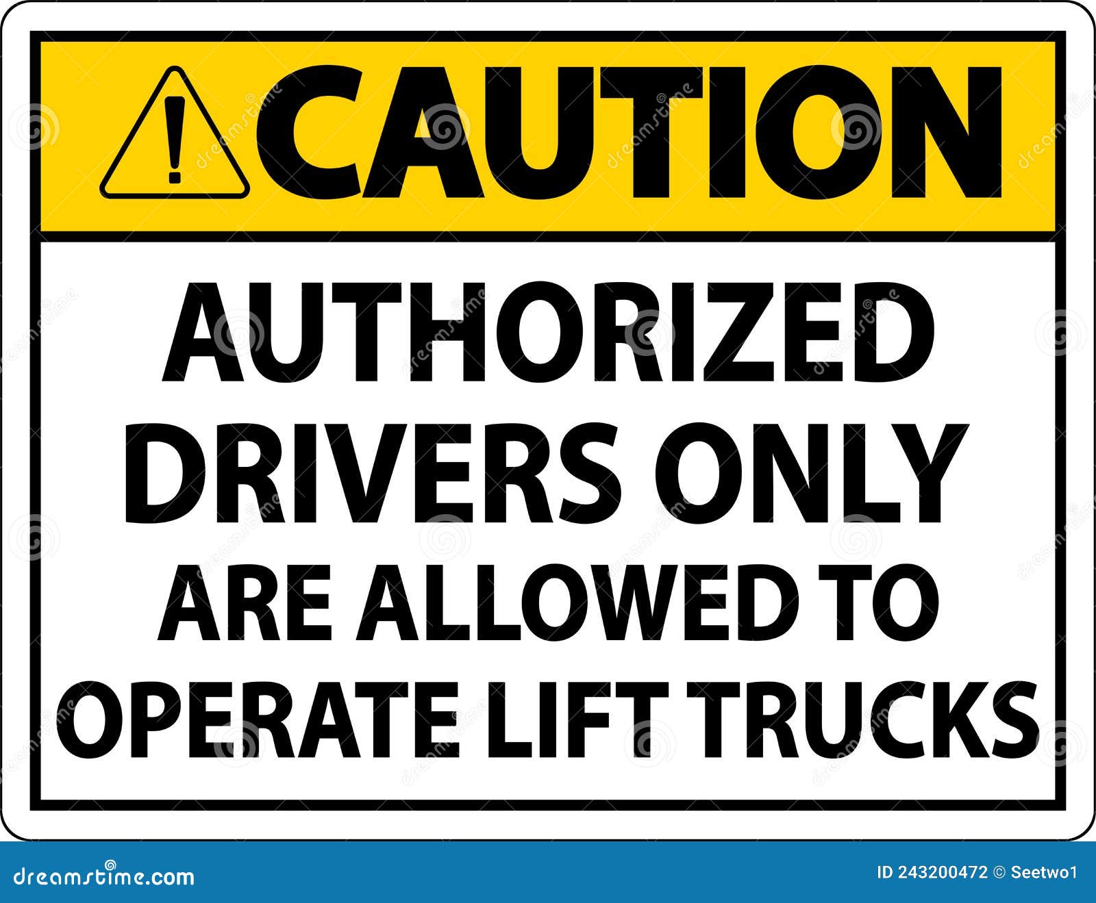 Caution Authorized Drivers only Sign on White Background Stock Vector ...
