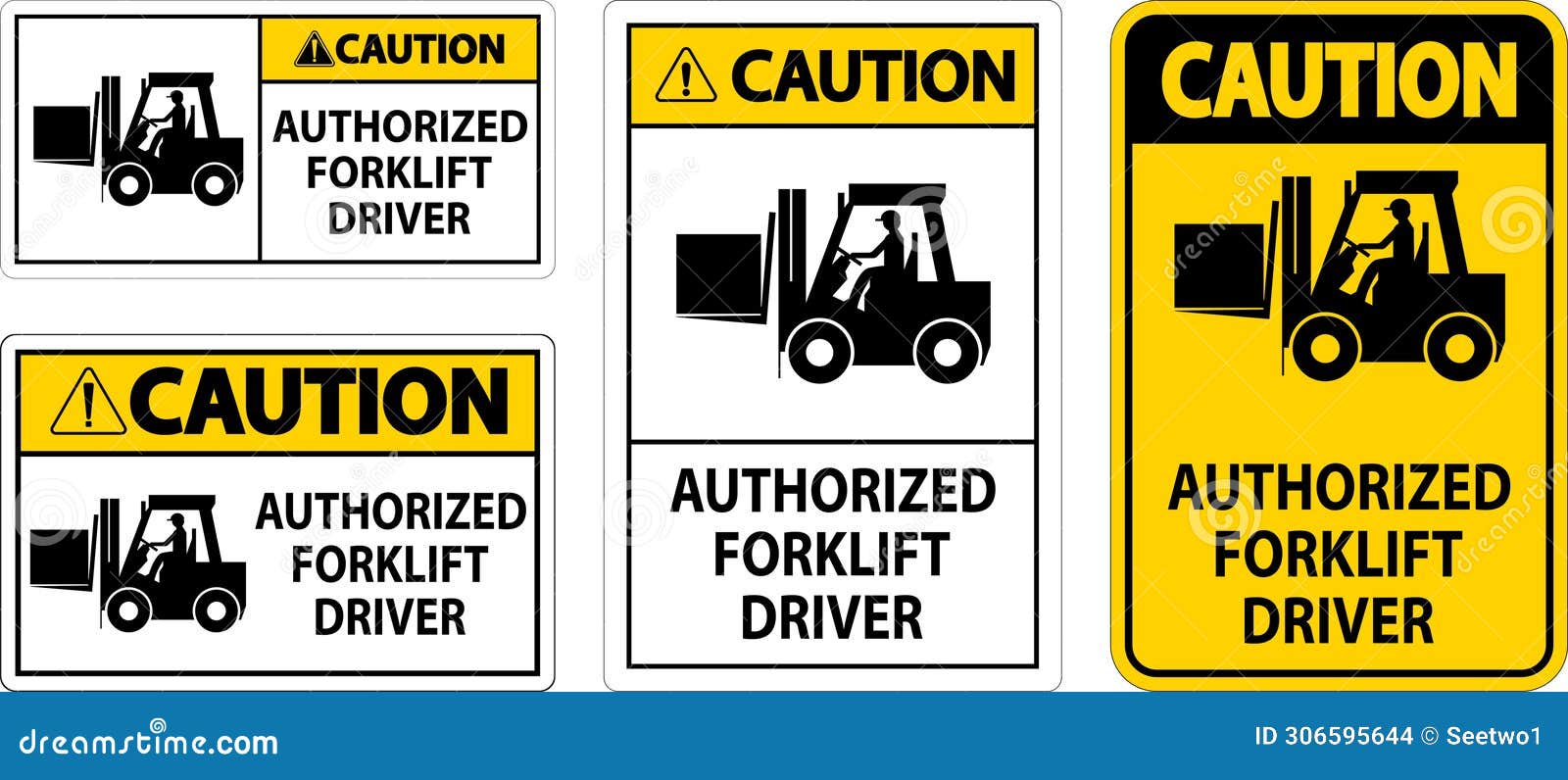 Caution Authorized Forklift Driver Sign Stock Vector - Illustration of ...