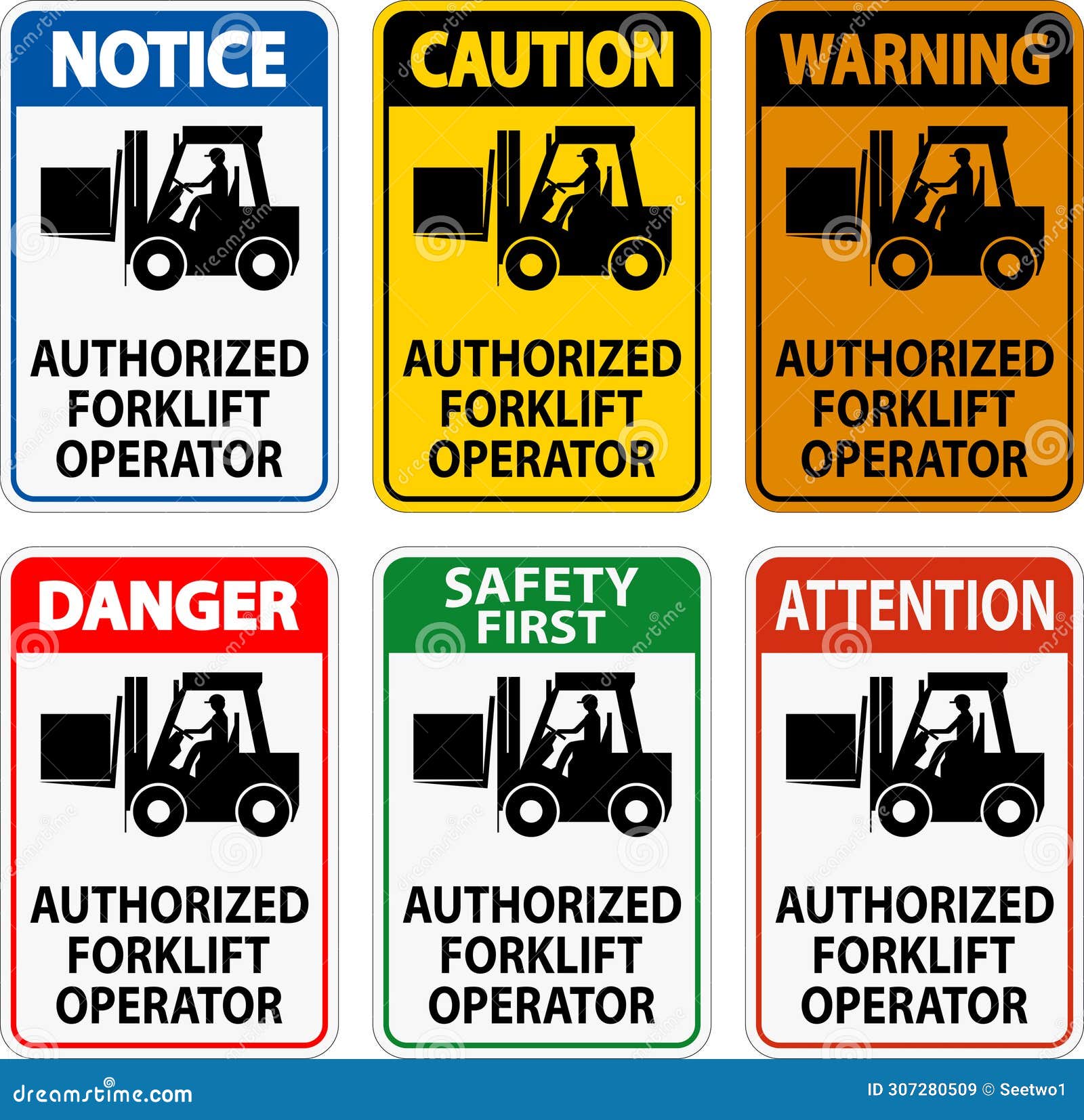 Caution Authorized Forklift Operator Sign Stock Vector - Illustration ...