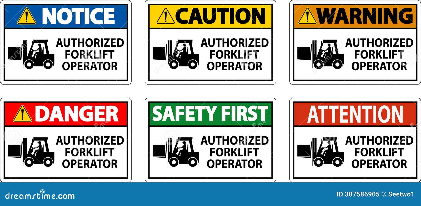 Caution Authorized Forklift Operator Sign Stock Vector - Illustration ...