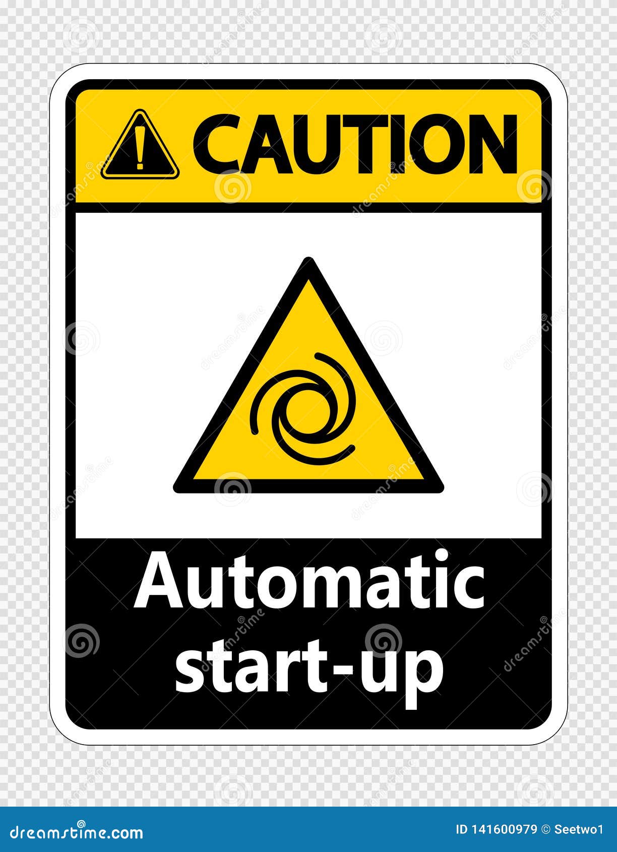Symbol Caution Automatic Start-up Sign on Transparent Background Stock ...