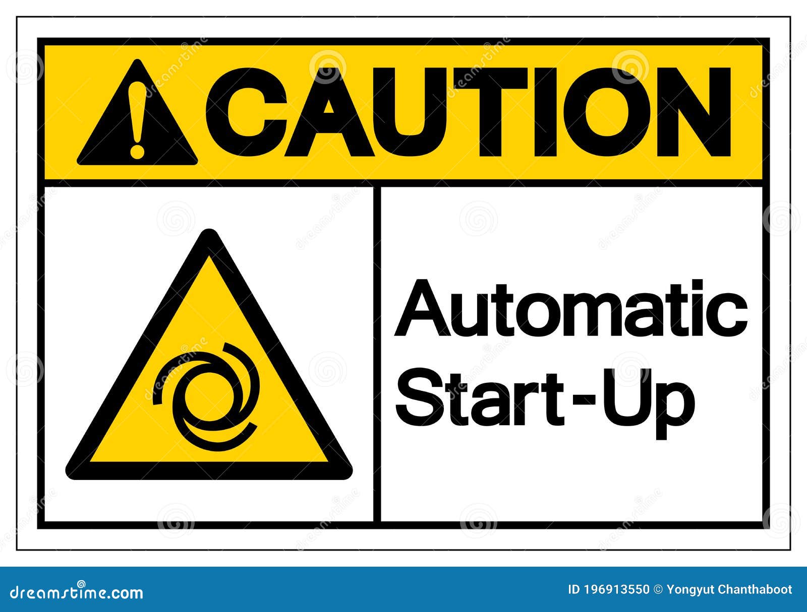 Caution Automatic Start-Up Symbol ,Vector Illustration, Isolate on ...
