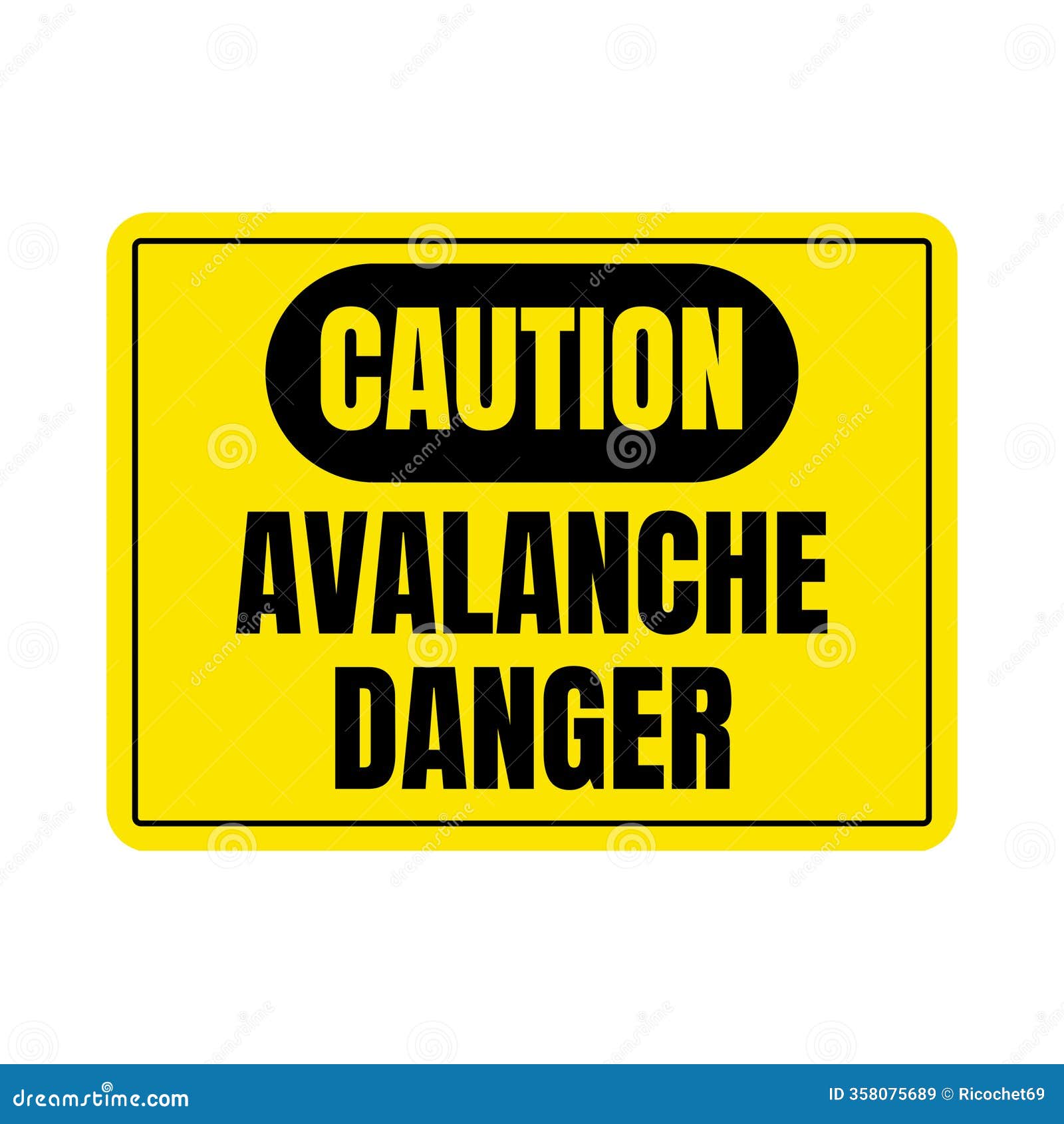 Caution Avalanche Danger Sign Stock Illustration - Illustration of ...