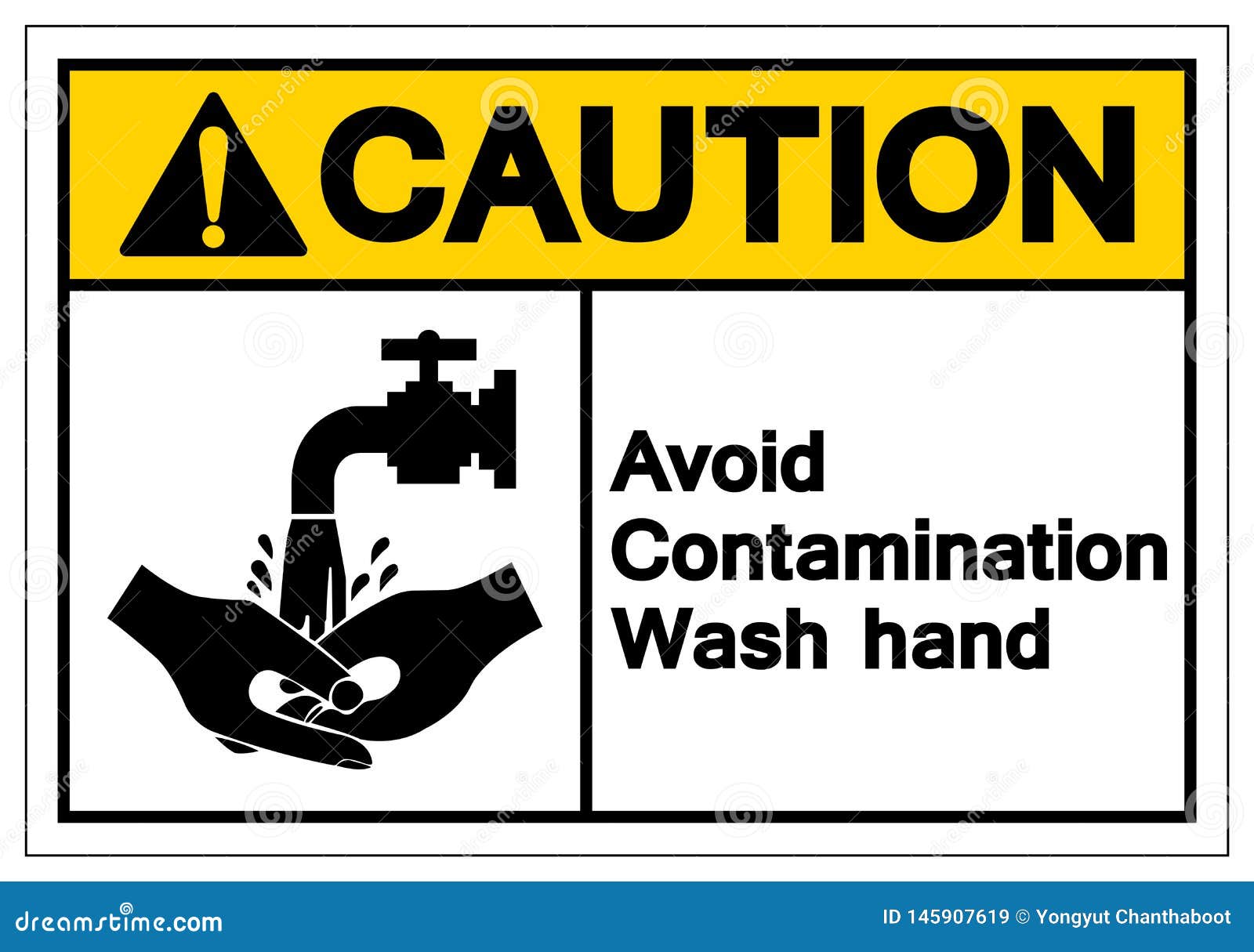 Caution Avoid Contamination Wash Hand Symbol Sign, Vector Illustration ...