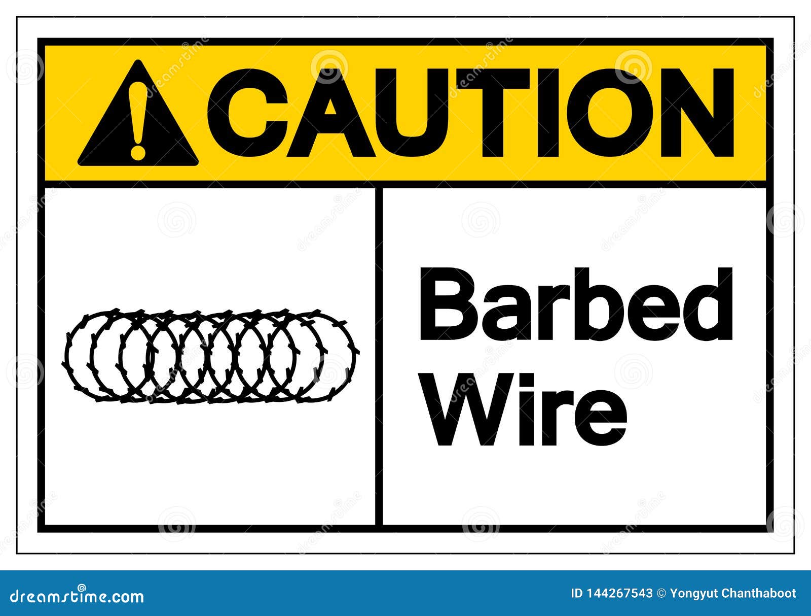 Caution Barbed Wire Symbol Sign ,Vector Illustration, Isolate on White ...