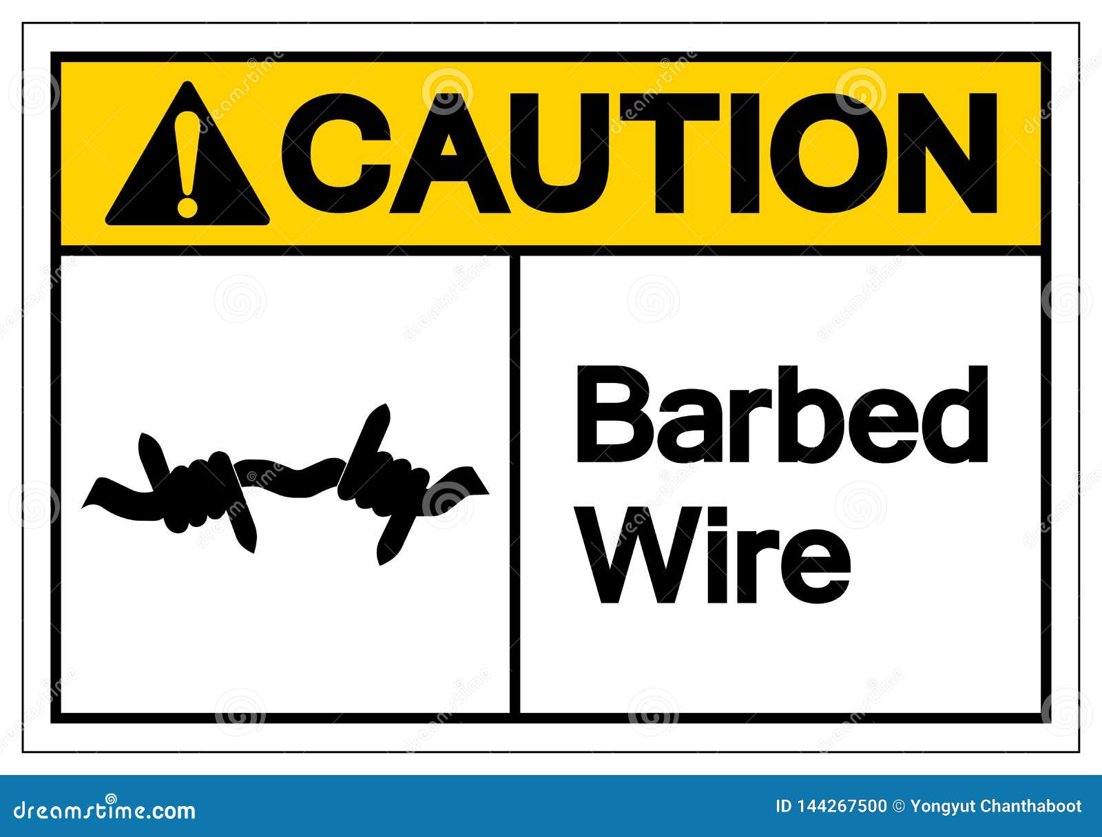 Caution Barbed Wire Symbol Sign, Vector Illustration, Isolated on White ...